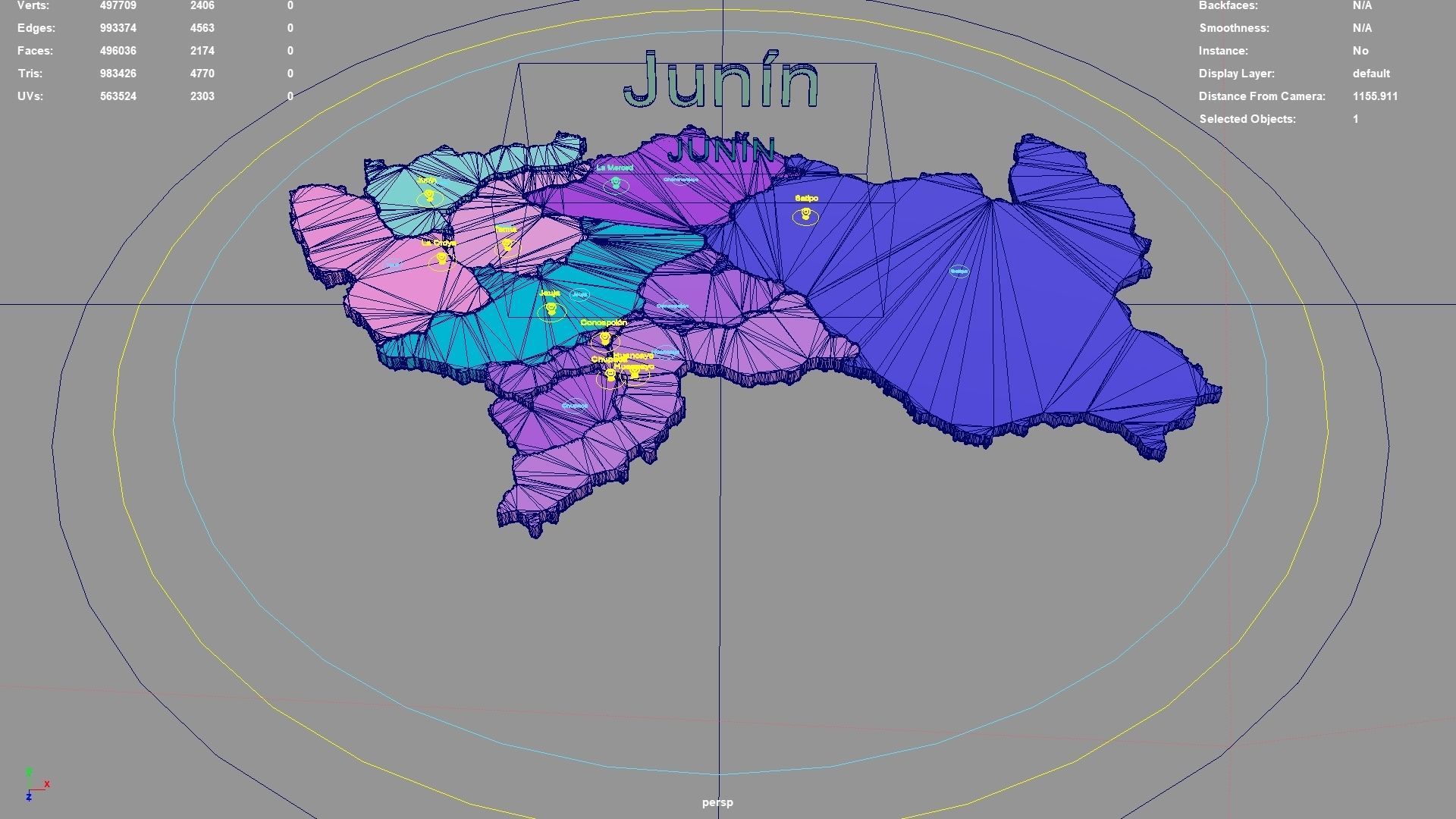 Junin Peru map region geography political geographic 3D model rigged ...