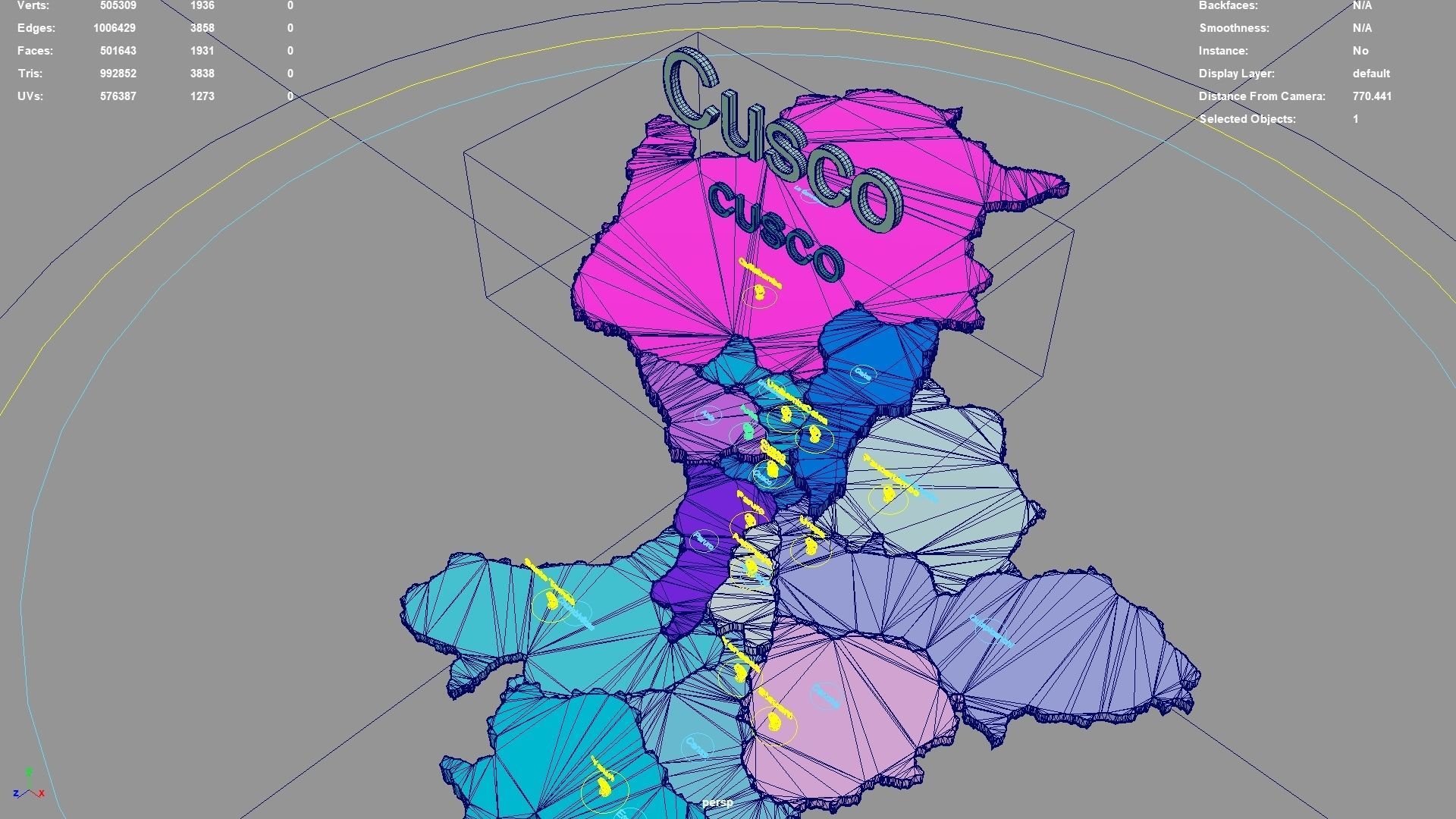Cusco Peru map region geography political geographic 3D model rigged ...