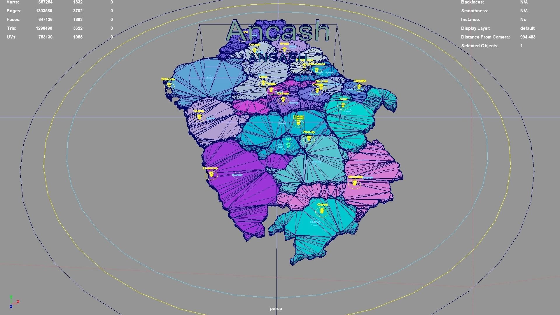 Ancash Peru map region geography political geographic 3D model rigged ...