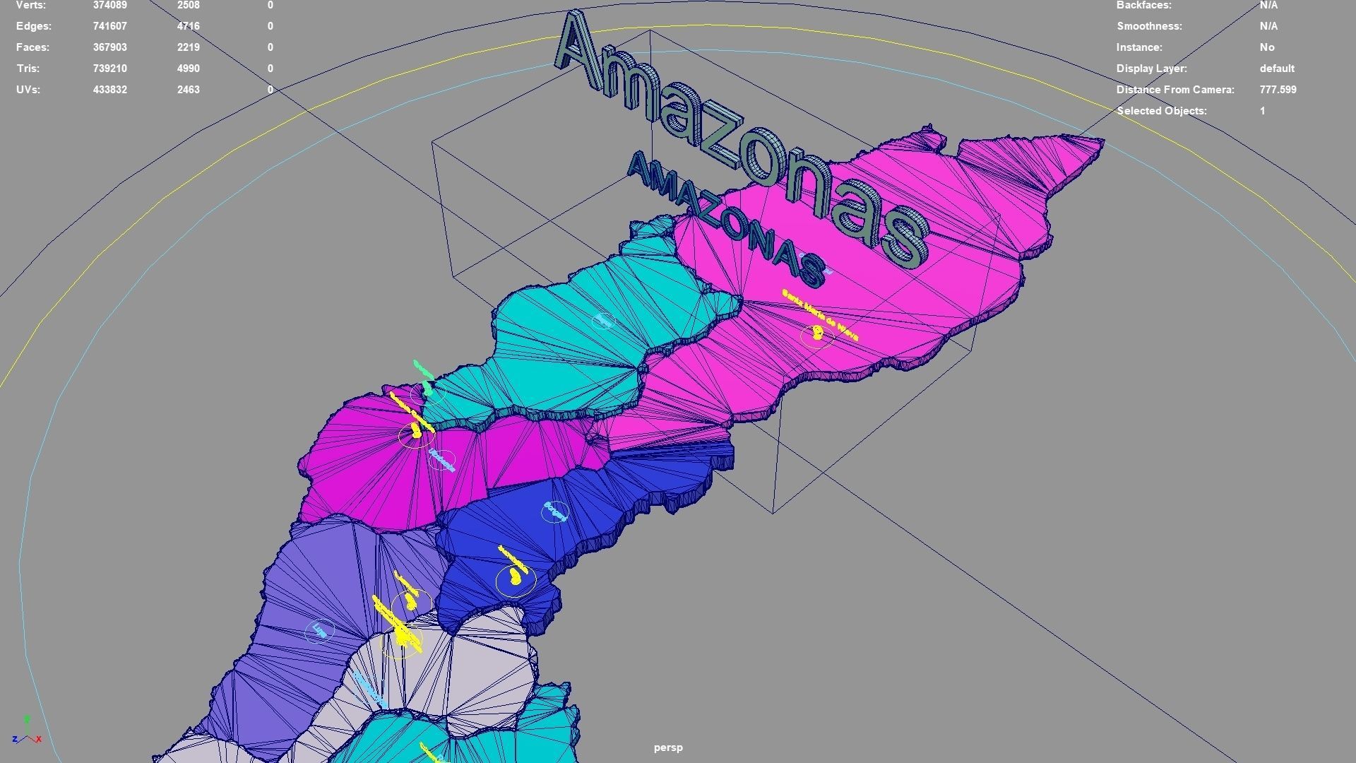 Amazonas Peru map region geography political geographic 3D model rigged ...