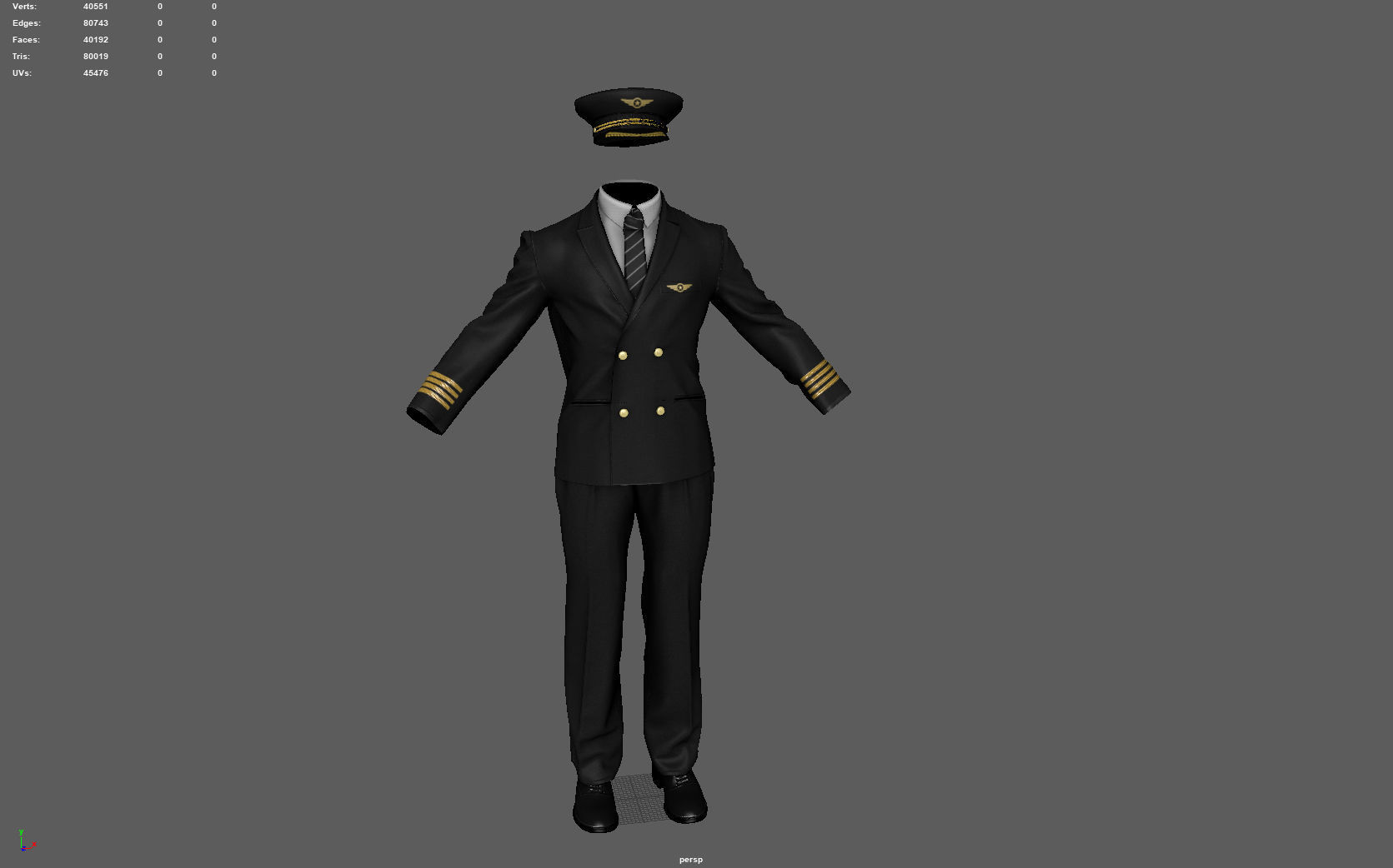 3D model Airline pilot uniform VR / AR / low-poly | CGTrader