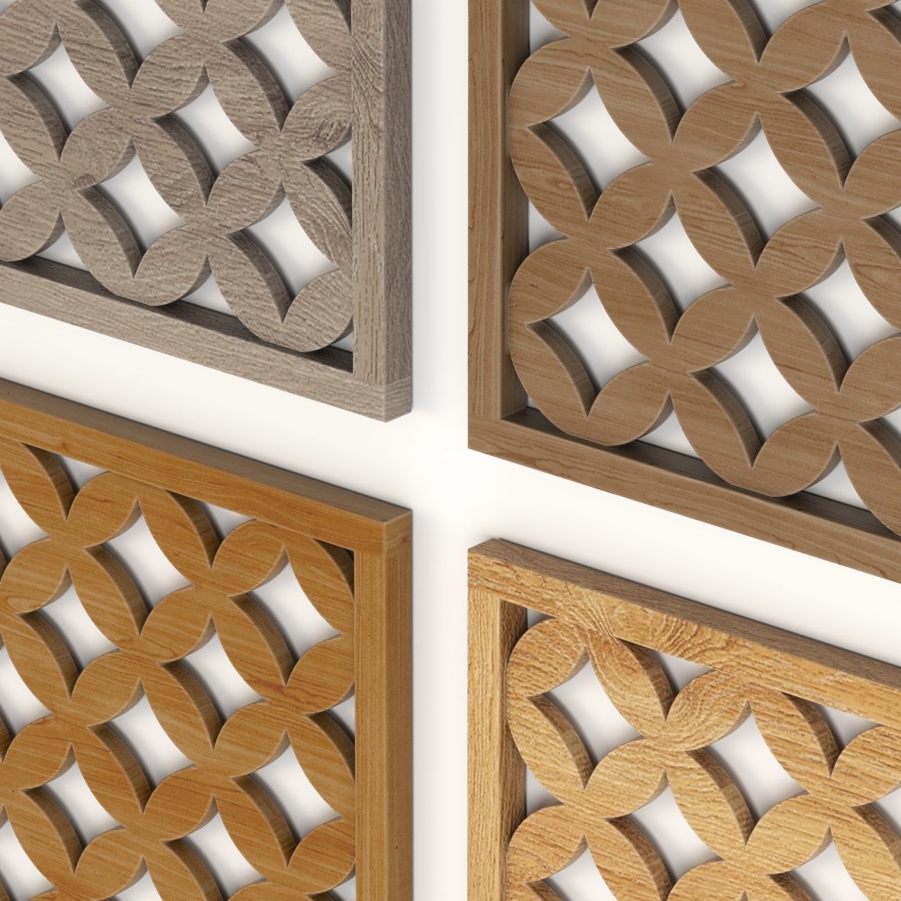 Wood Arabic Islamic pattern decorative grill screen 3D model | CGTrader