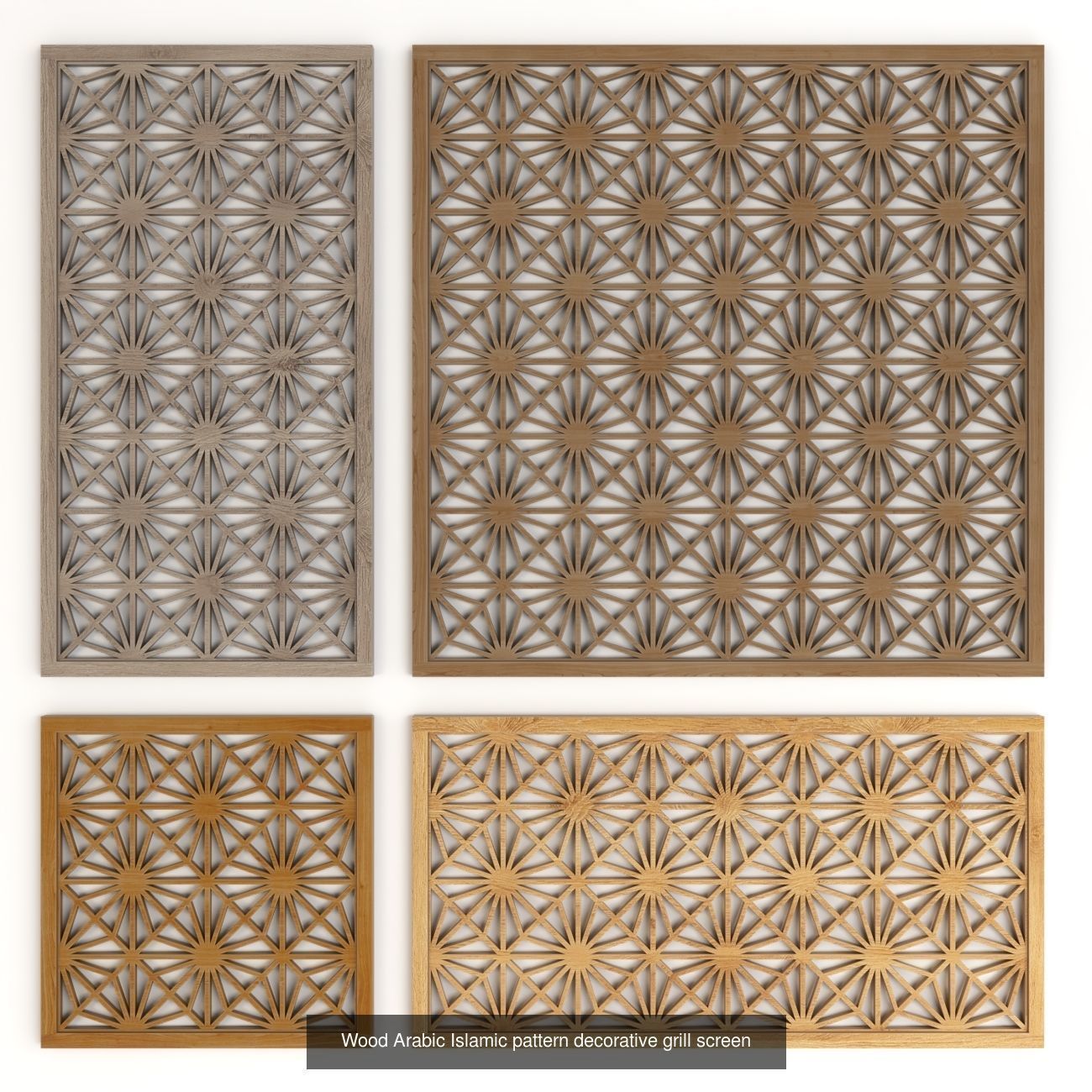 Wood Arabic Islamic pattern decorative grill screens 4 3D Model ...