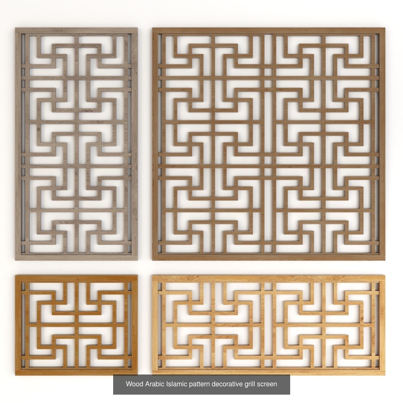 Wood Arabic Islamic pattern decorative grill screens 4 3D Model ...