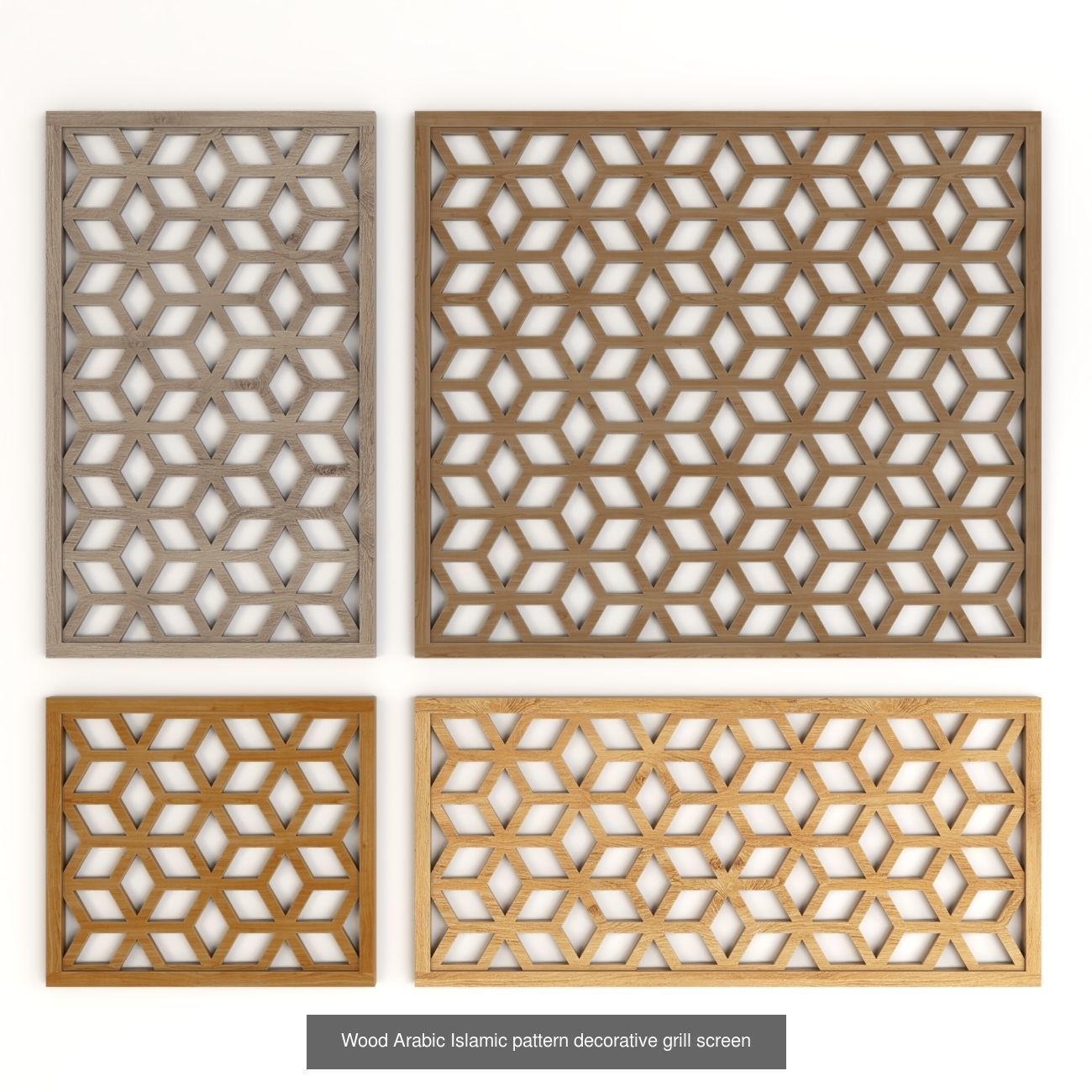 Wood Arabic Islamic pattern decorative grill screens 4 3D Model ...
