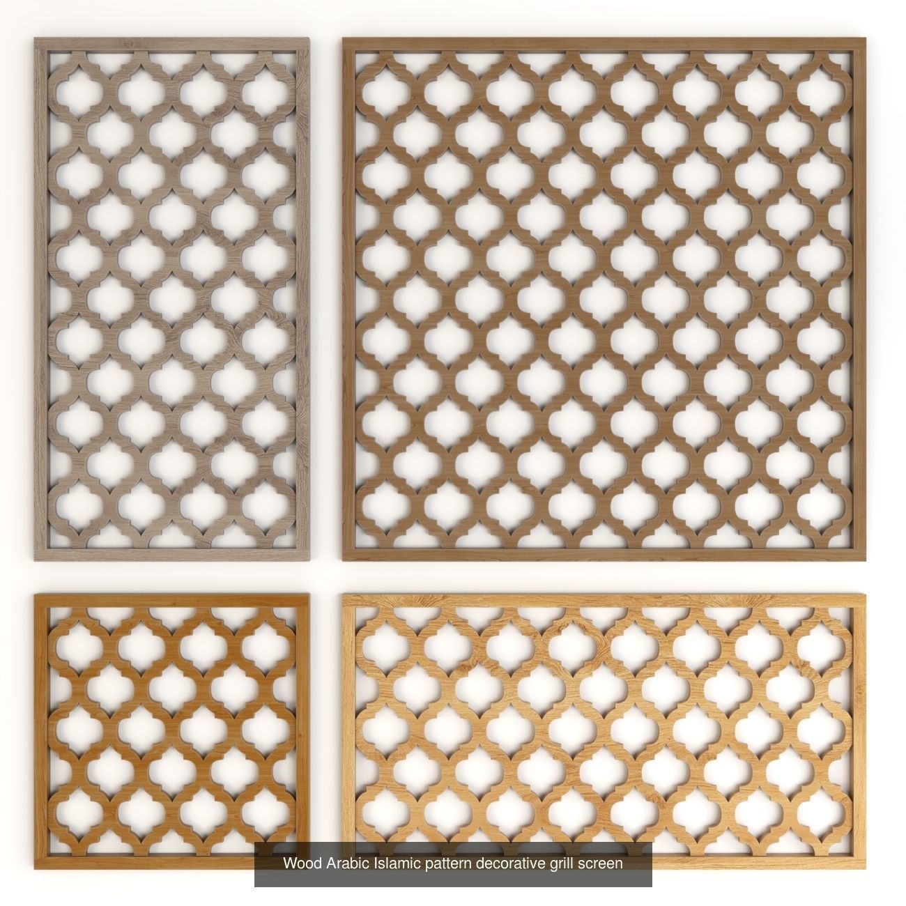 Wood Arabic Islamic pattern decorative grill screens 4 3D Model ...
