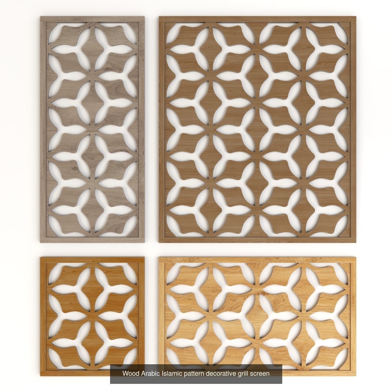 Wood Arabic Islamic pattern decorative grill screens 4 3D Model ...