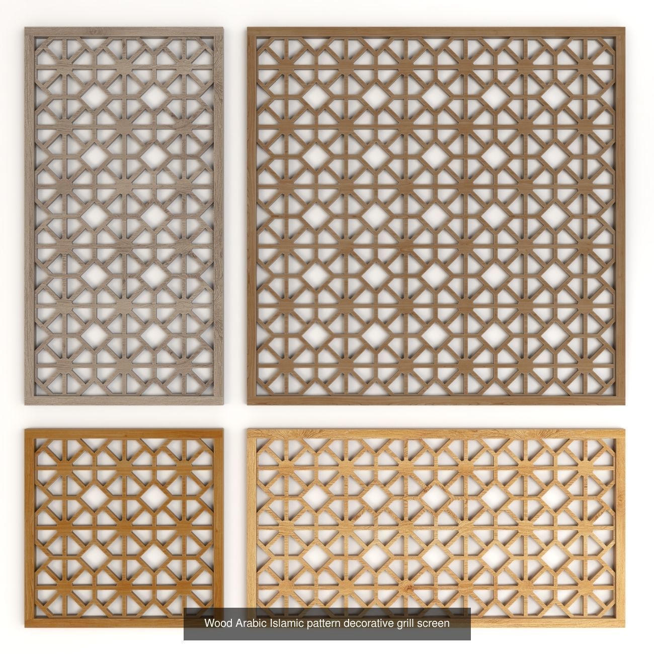 Wood Arabic Islamic pattern decorative grill screens 4 3D Model ...