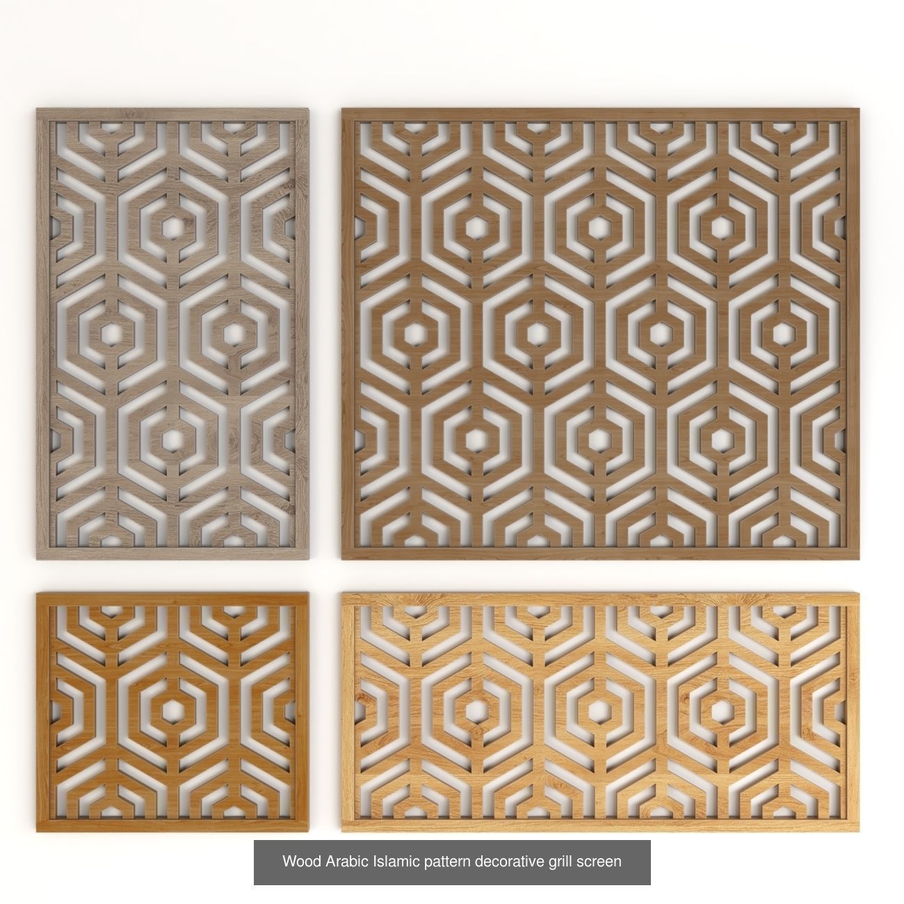 Wood Arabic Islamic pattern decorative grill screens 4 3D Model ...