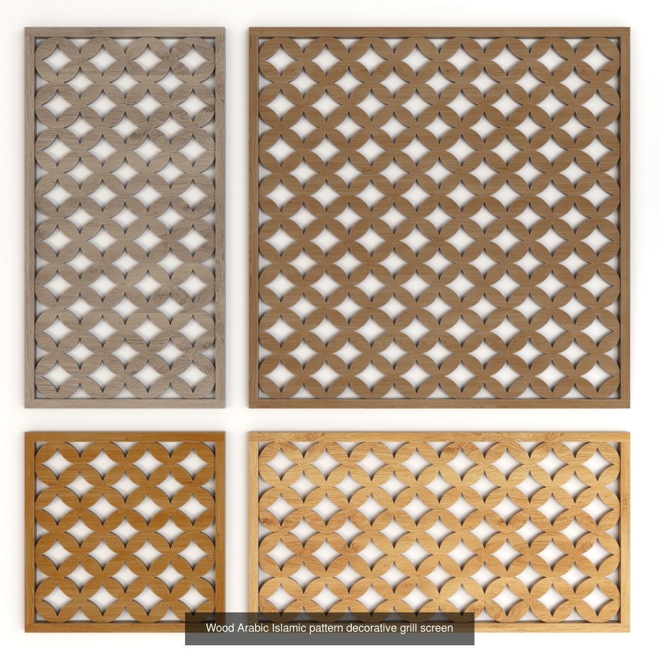 Wood Arabic Islamic pattern decorative grill screens 4 3D Model ...