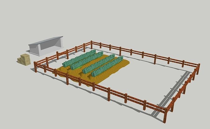 3D model Farm Field with Vegetables and Shed by Outland Models VR / AR ...