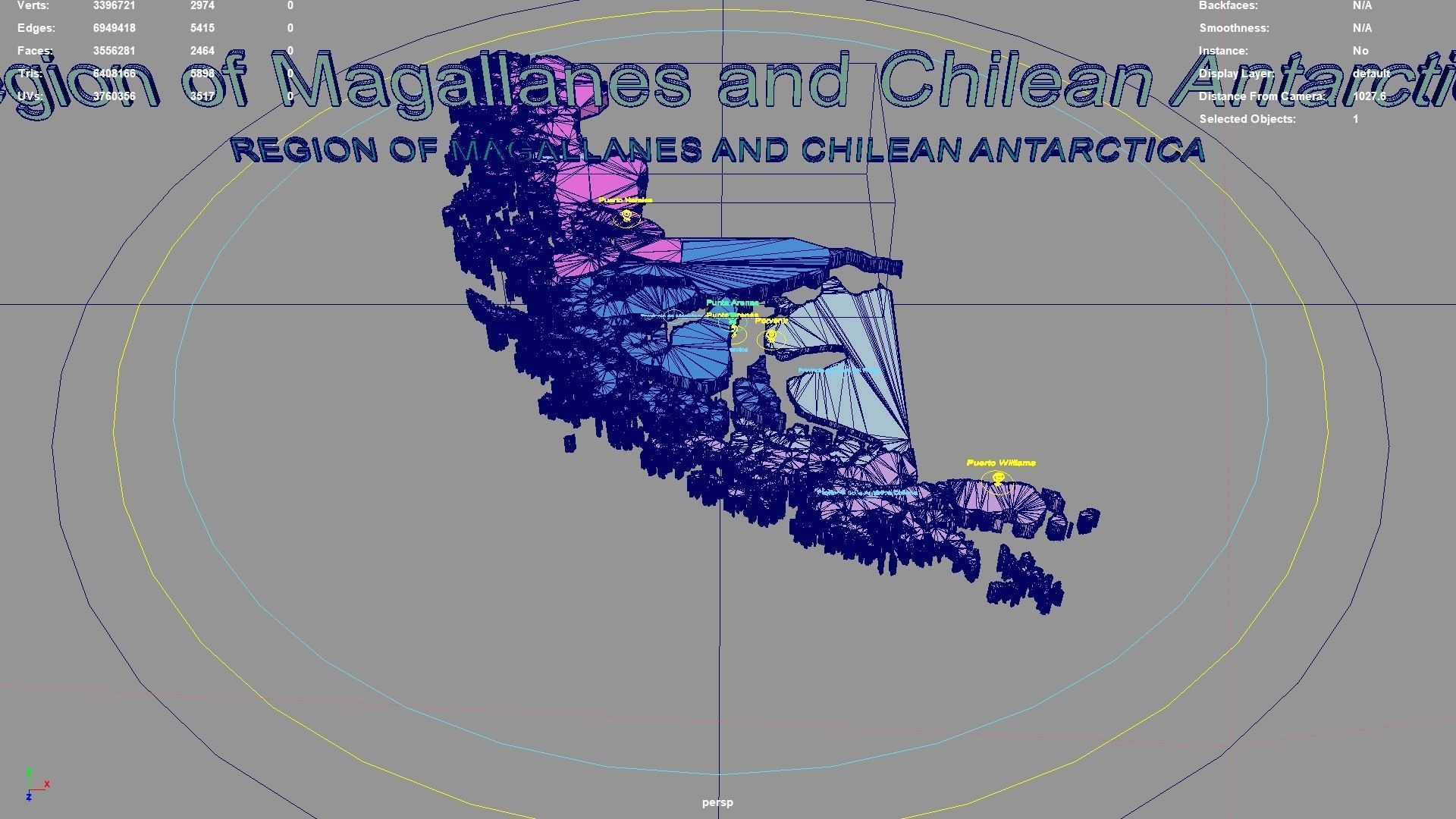 Region of Magallanes and Chilean Antarctica Chile map region 3D model ...