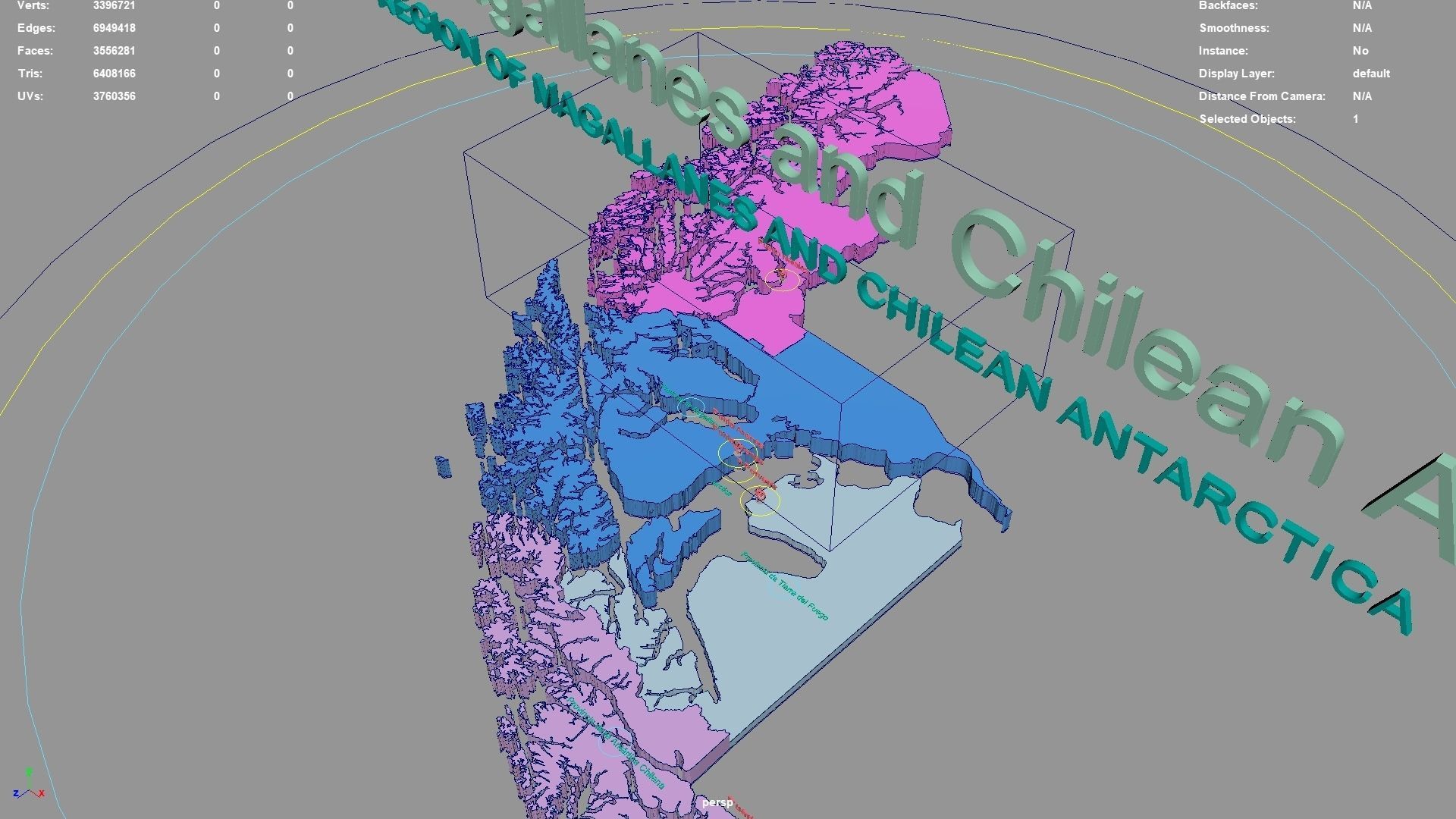 Region of Magallanes and Chilean Antarctica Chile map region 3D model ...