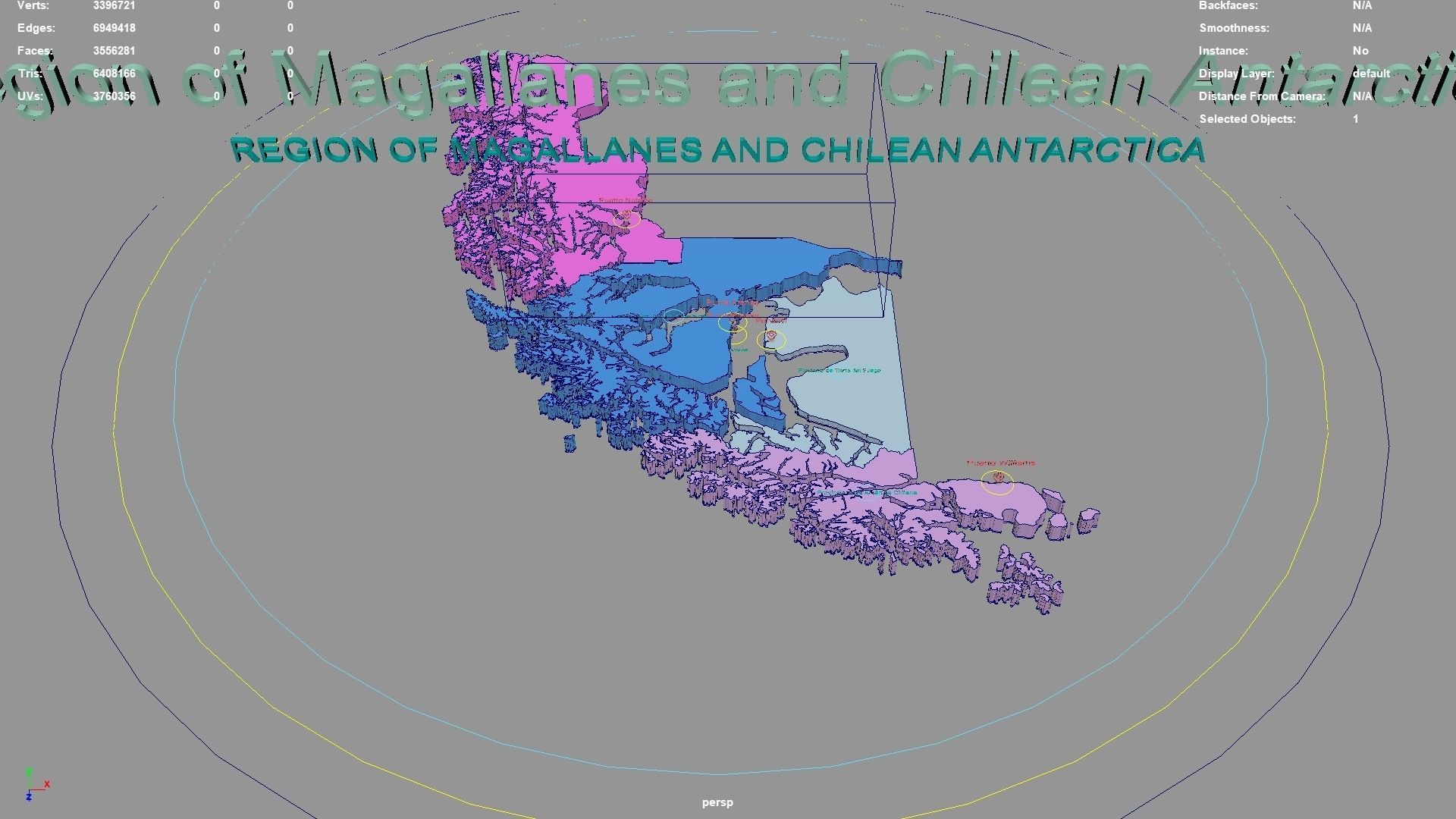 Region of Magallanes and Chilean Antarctica Chile map region 3D model ...