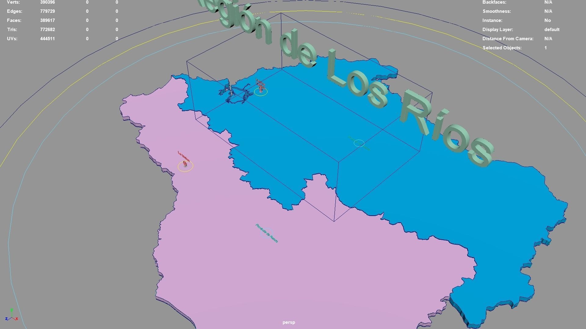 Region de Los Rios Chile map region geography political 3D model rigged ...