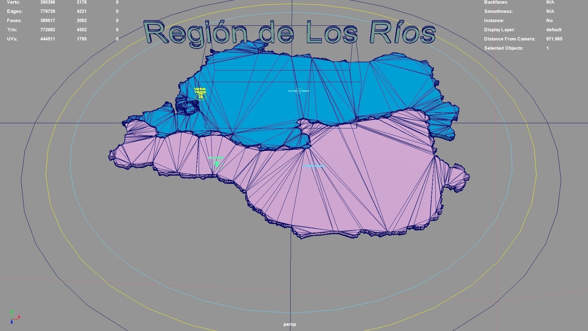Region de Los Rios Chile map region geography political 3D model rigged ...
