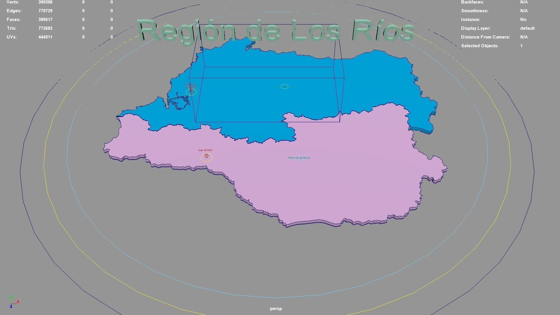 Region de Los Rios Chile map region geography political 3D model rigged ...
