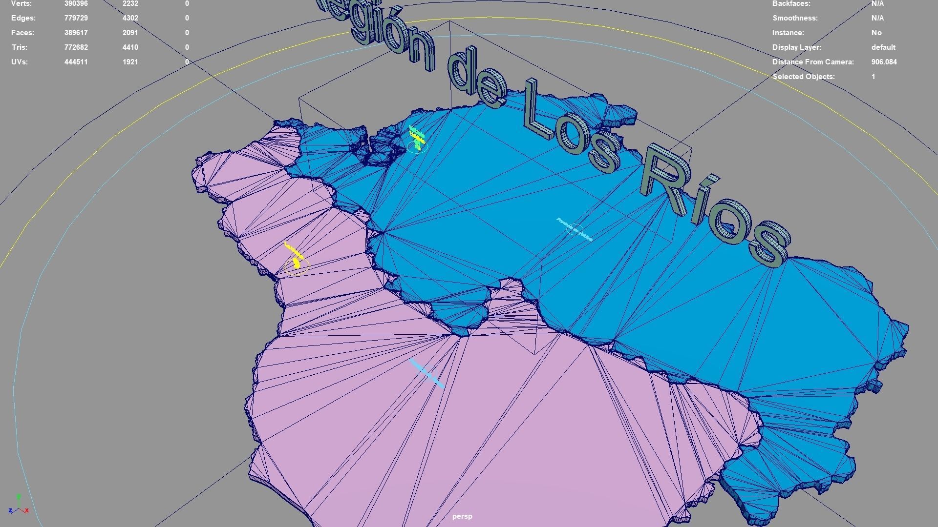 Region de Los Rios Chile map region geography political 3D model rigged ...