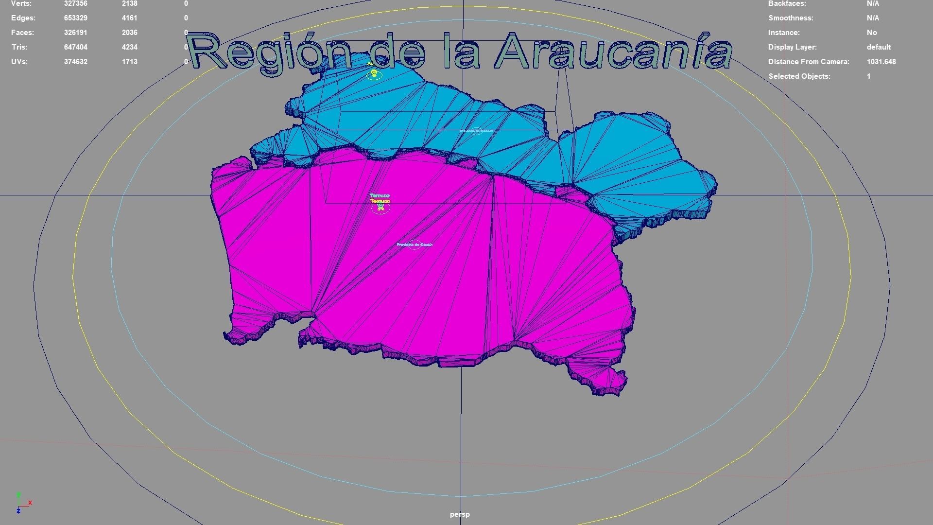 Region de la Araucania Chile map region geography political 3D model ...