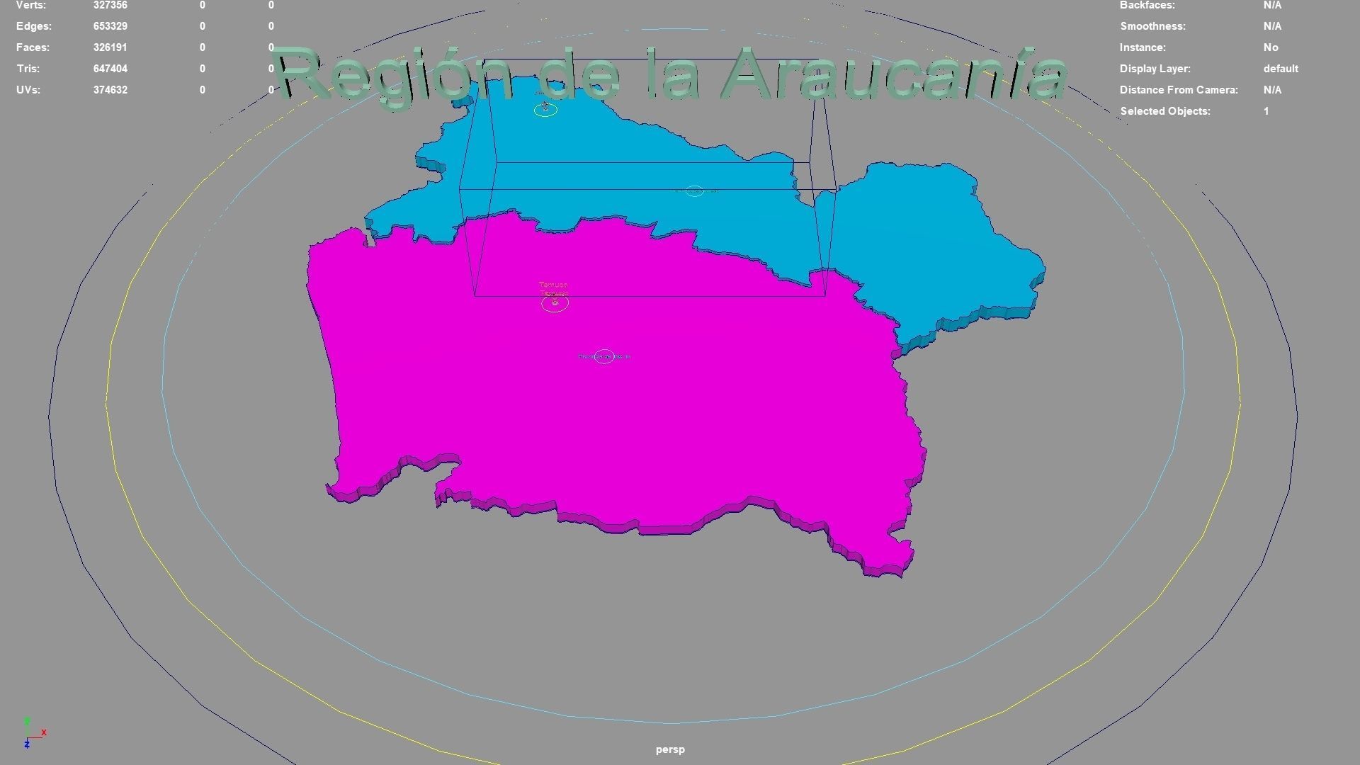 Region de la Araucania Chile map region geography political 3D model ...