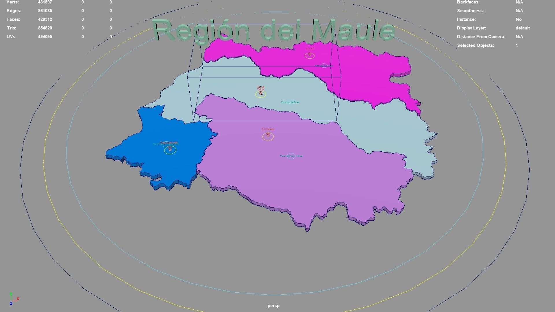 Region del Maule Chile map region geography political 3D model rigged ...