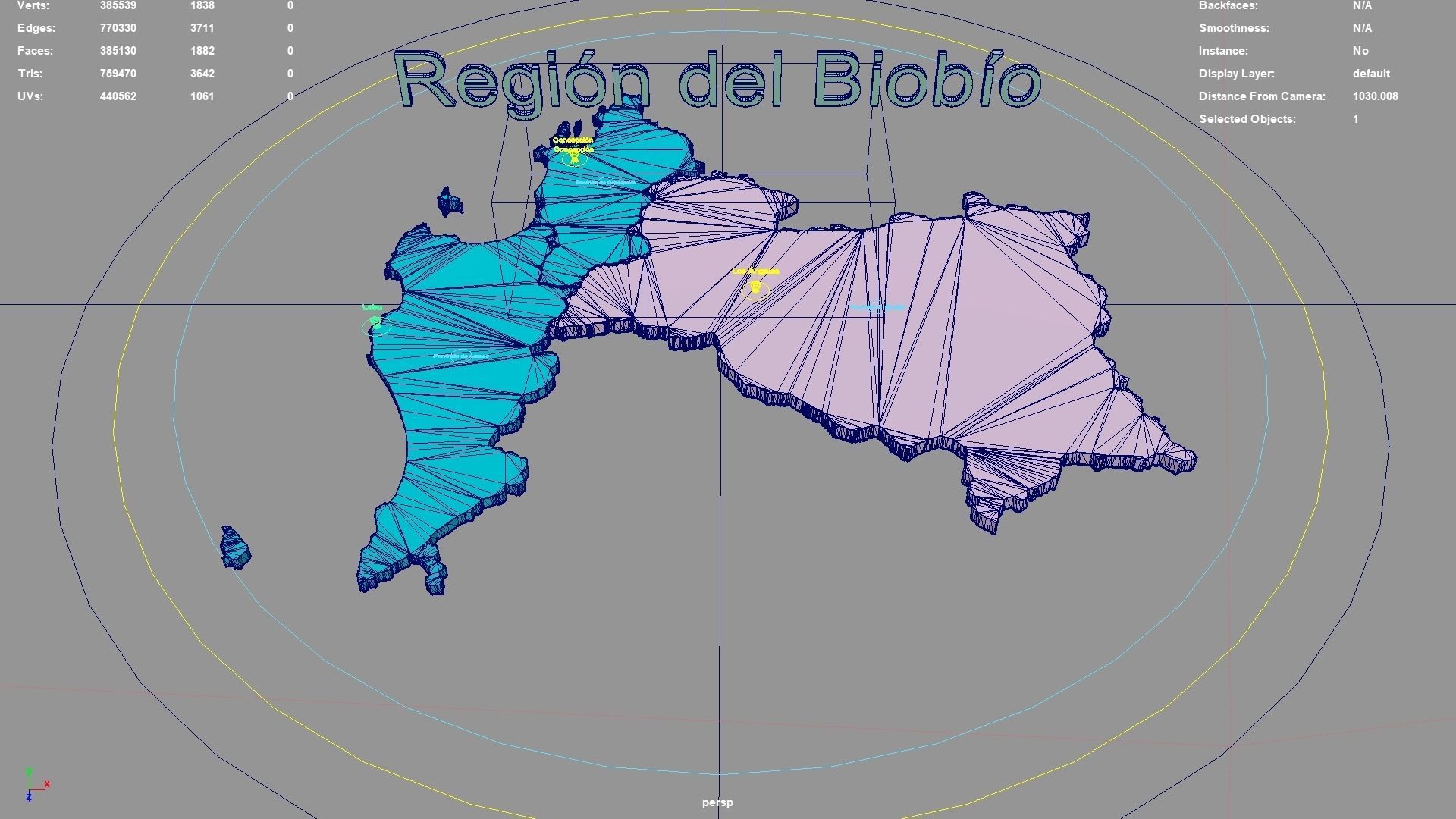 Region del Biobio Chile map region geography political 3D model rigged ...