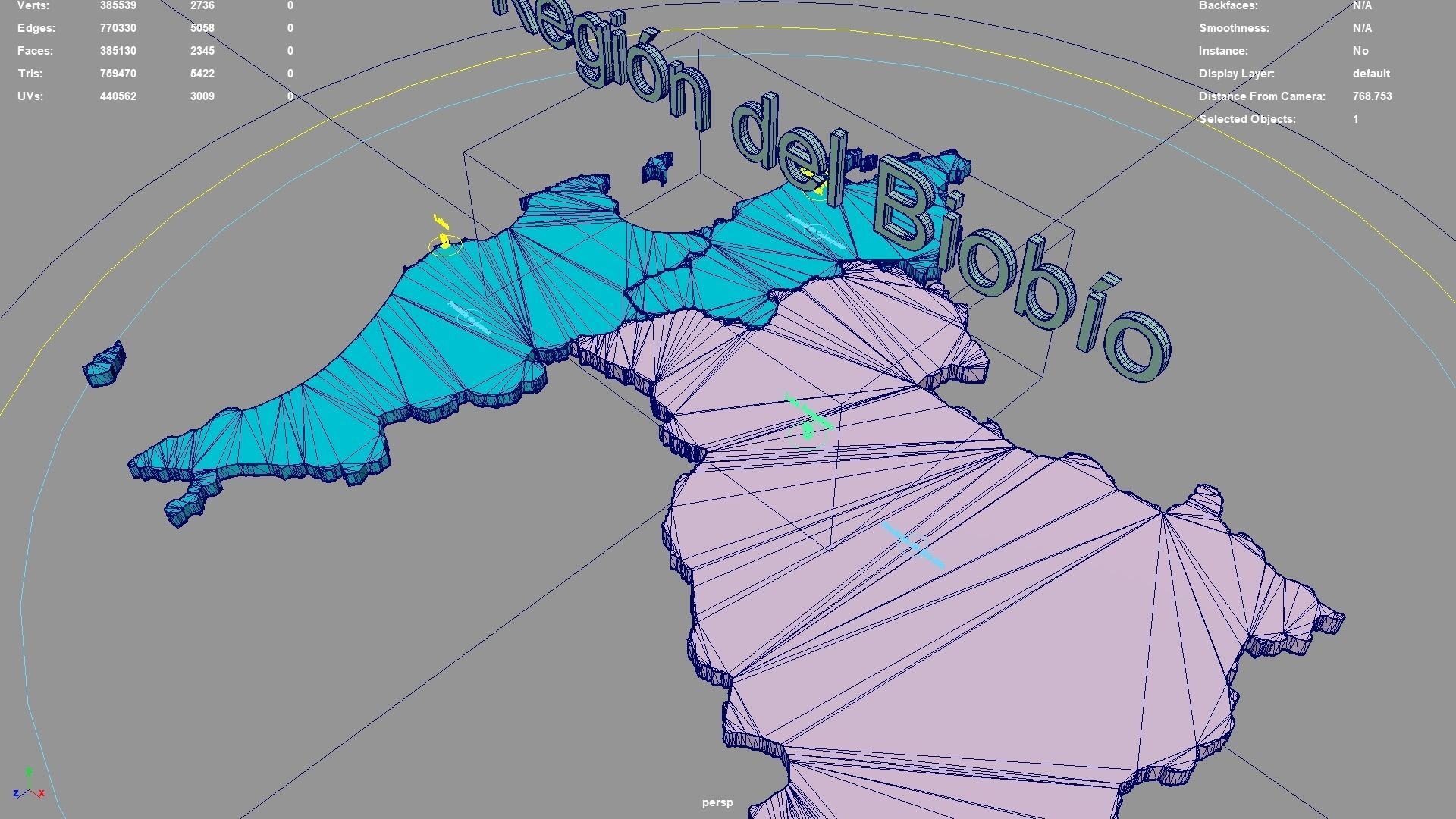 Region del Biobio Chile map region geography political 3D model rigged ...