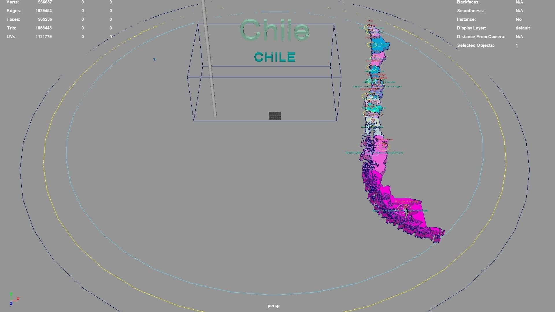 Chile map region geography political geographic administrative 3D model ...