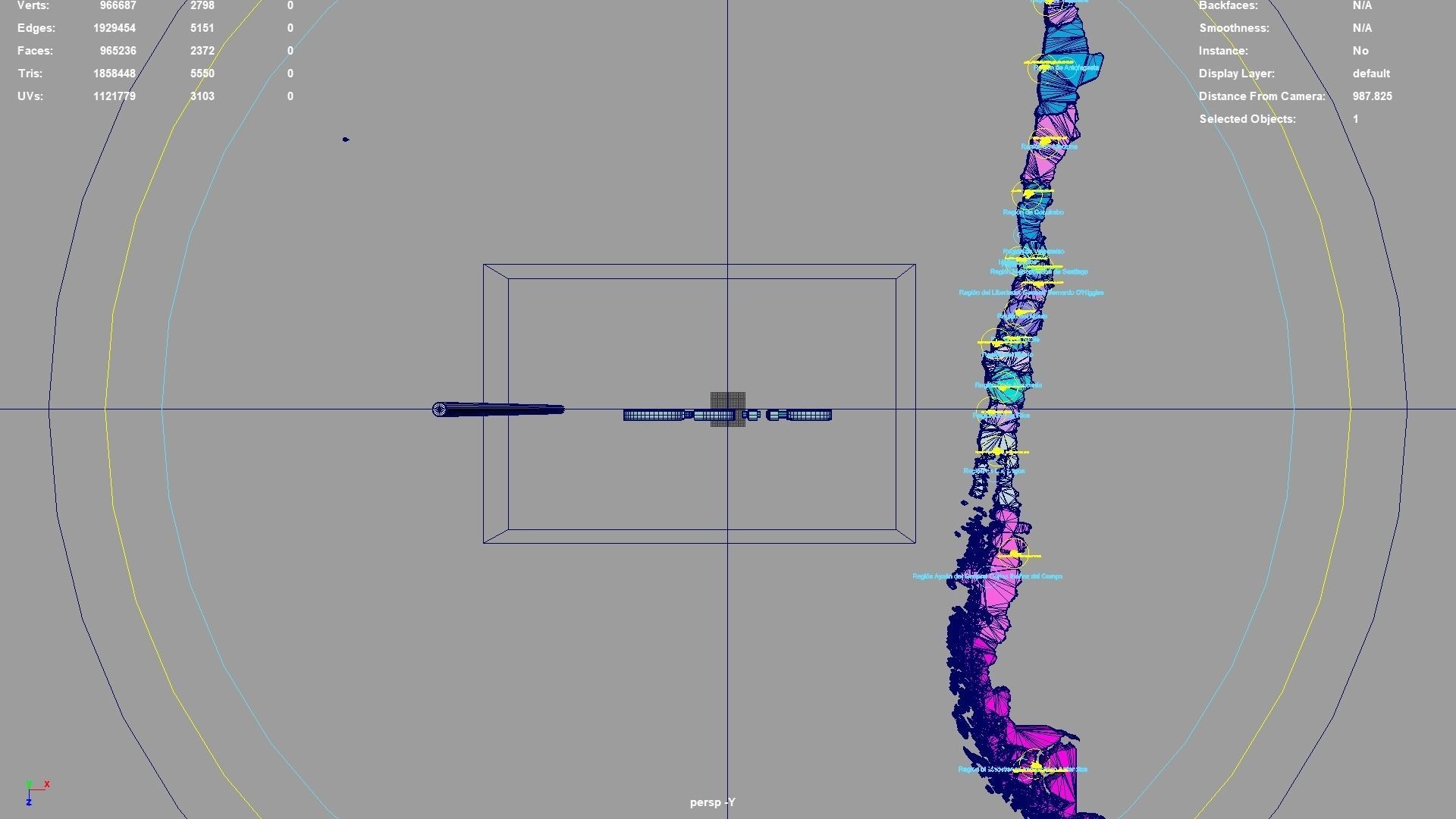 Chile map region geography political geographic administrative 3D model ...