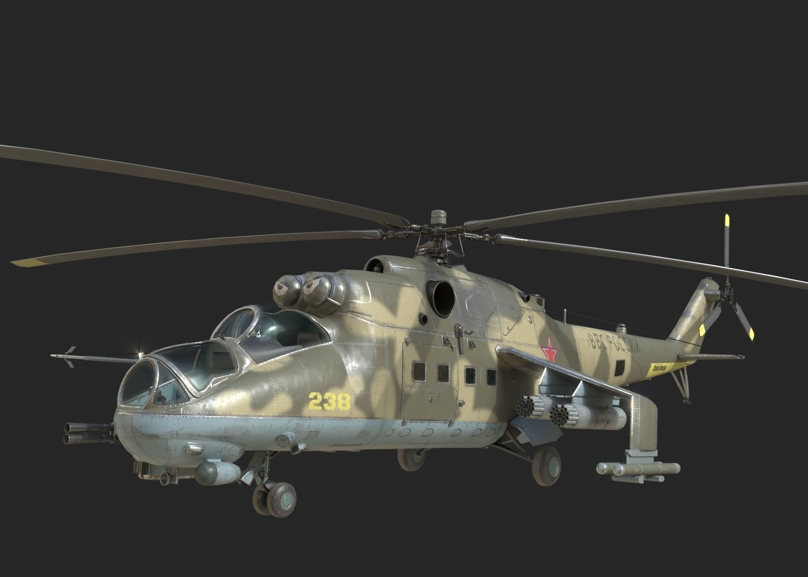 3D model 5 coatings of Russian Mi-24P Hind Gunship attack helicopter VR / AR / low-poly | CGTrader