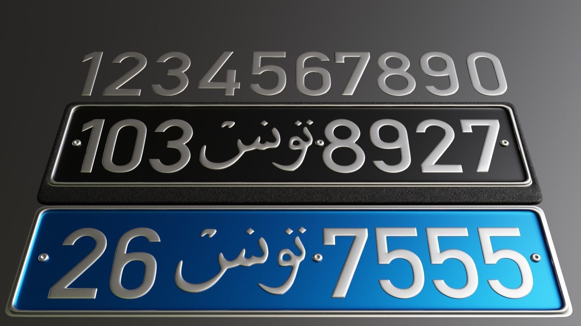 Customizable Tunisian license plate 3D model | CGTrader