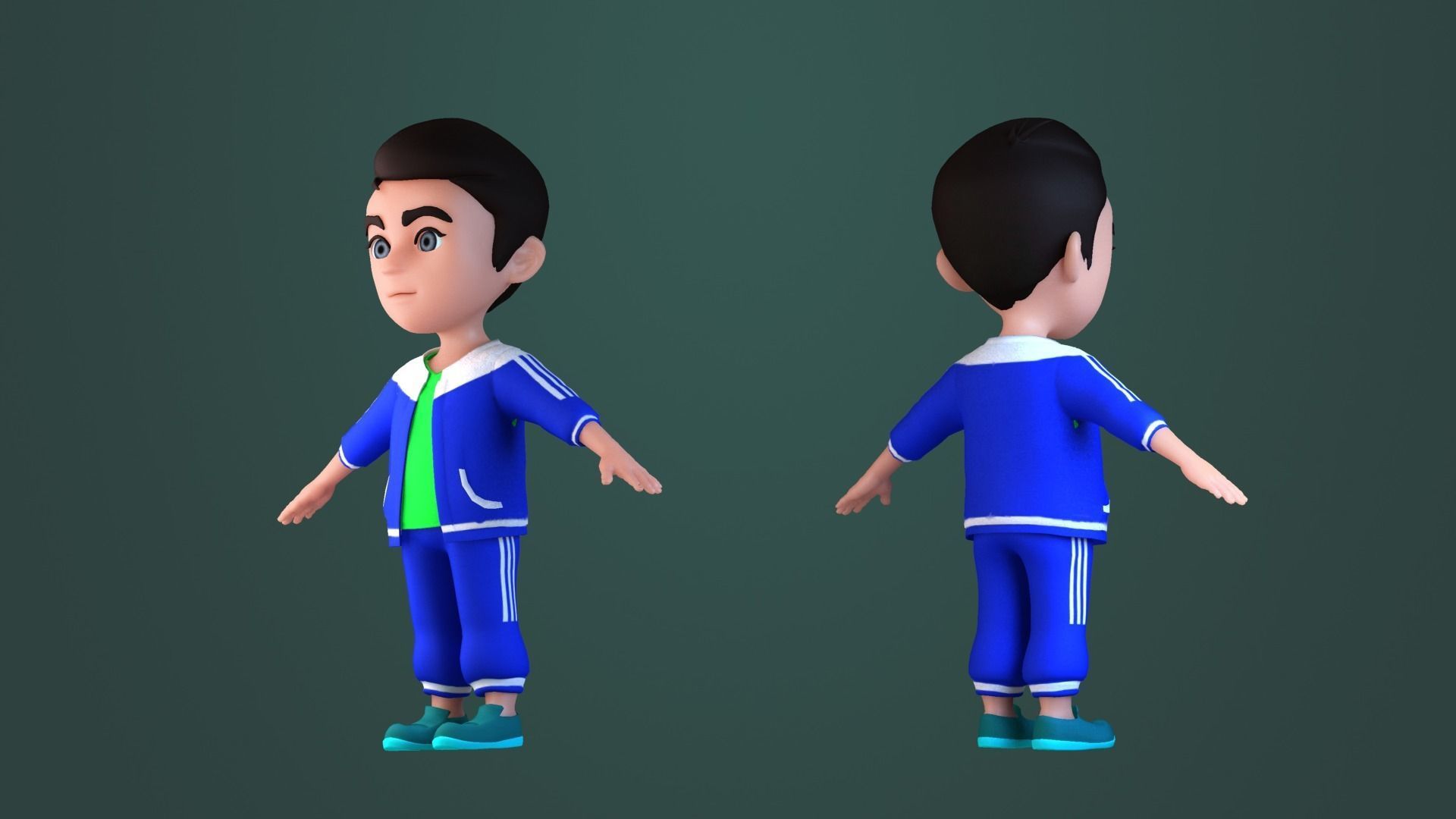 Animated characters pupils students passersby little boy 3D model ...