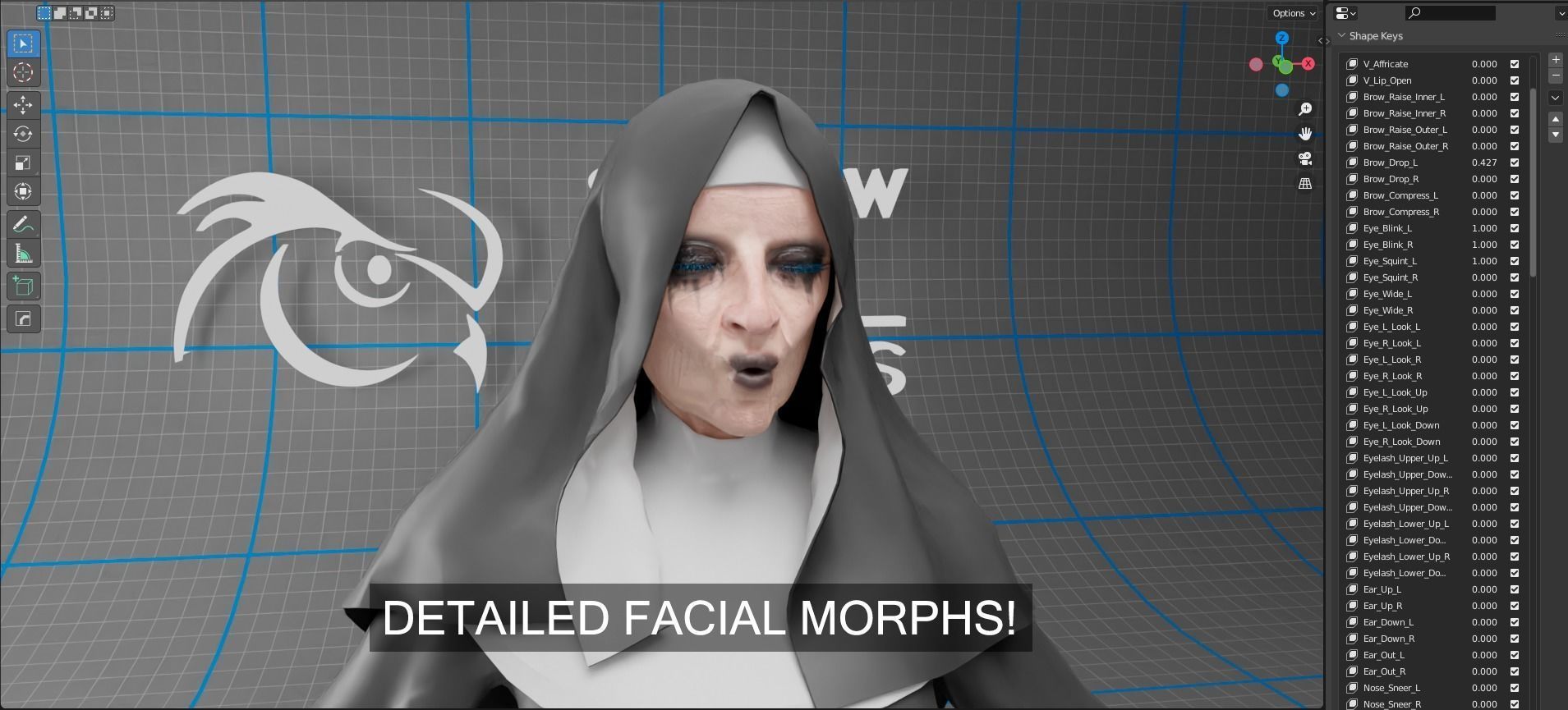3D model Demonic Nun- Game Ready Horror Character VR / AR / low-poly ...