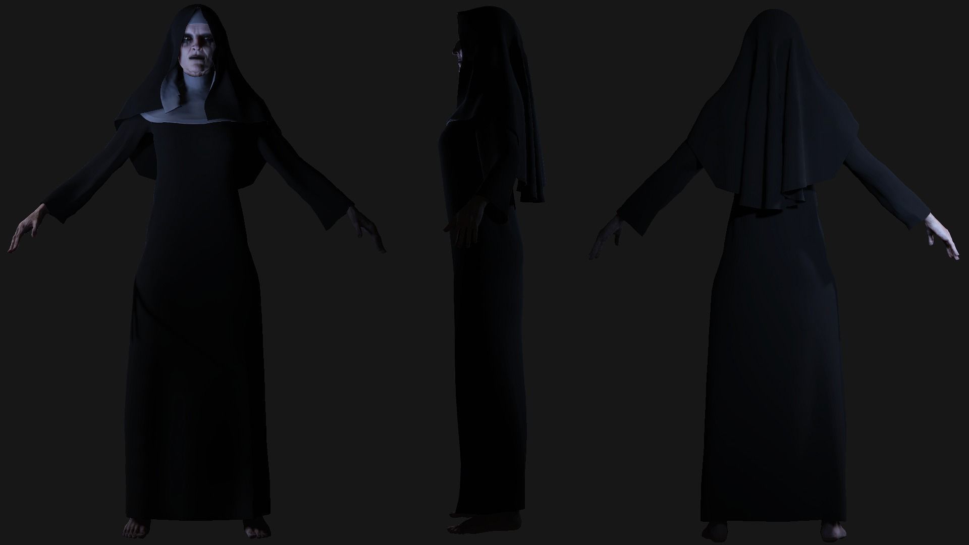 3d Model Demonic Nun Game Ready Horror Character Vr Ar Low Poly Cgtrader