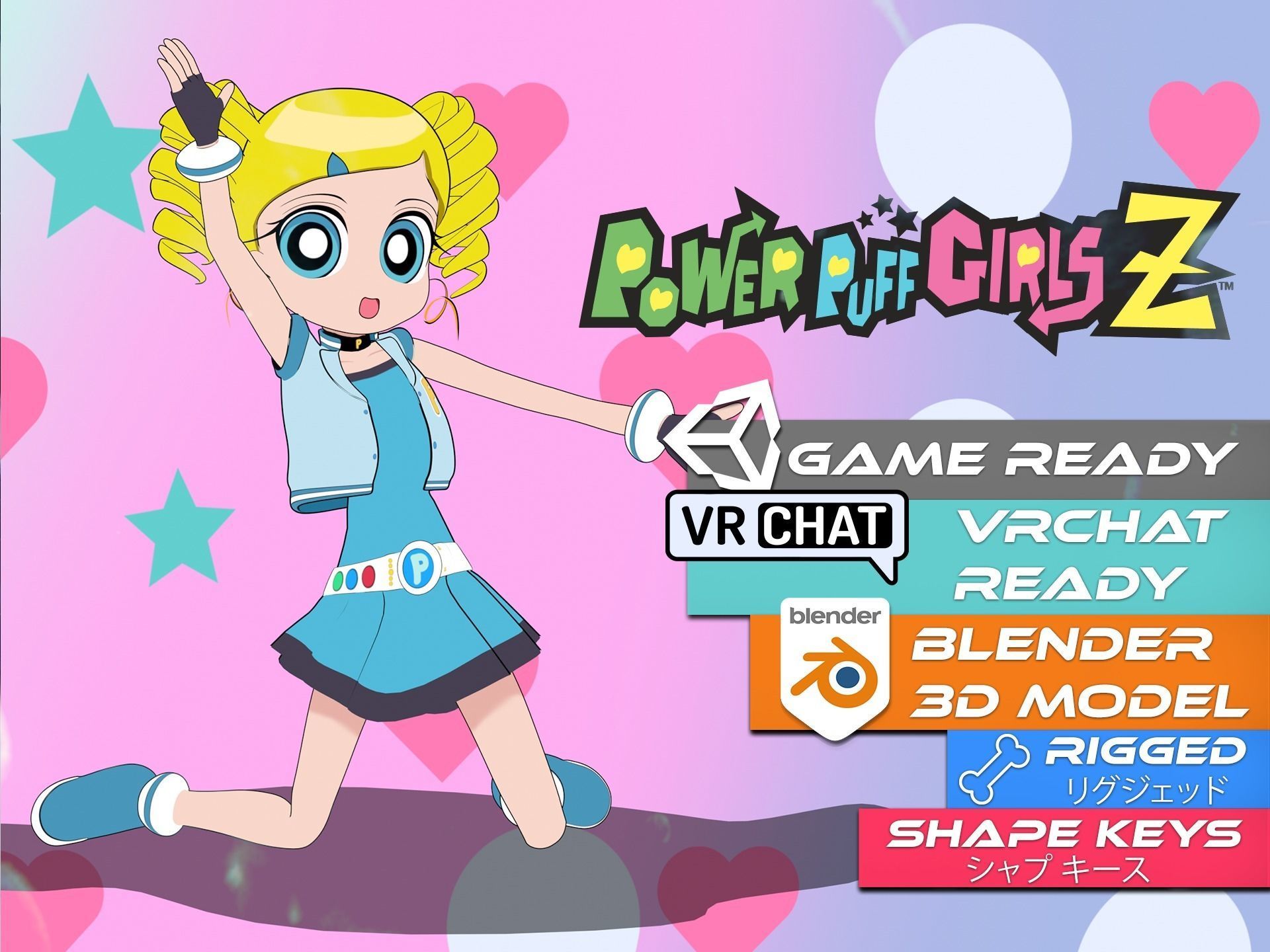 3D model Bubbles - Powerpuff Girls Z - 3D Model VRCHAT - GAMEREADY VR ...