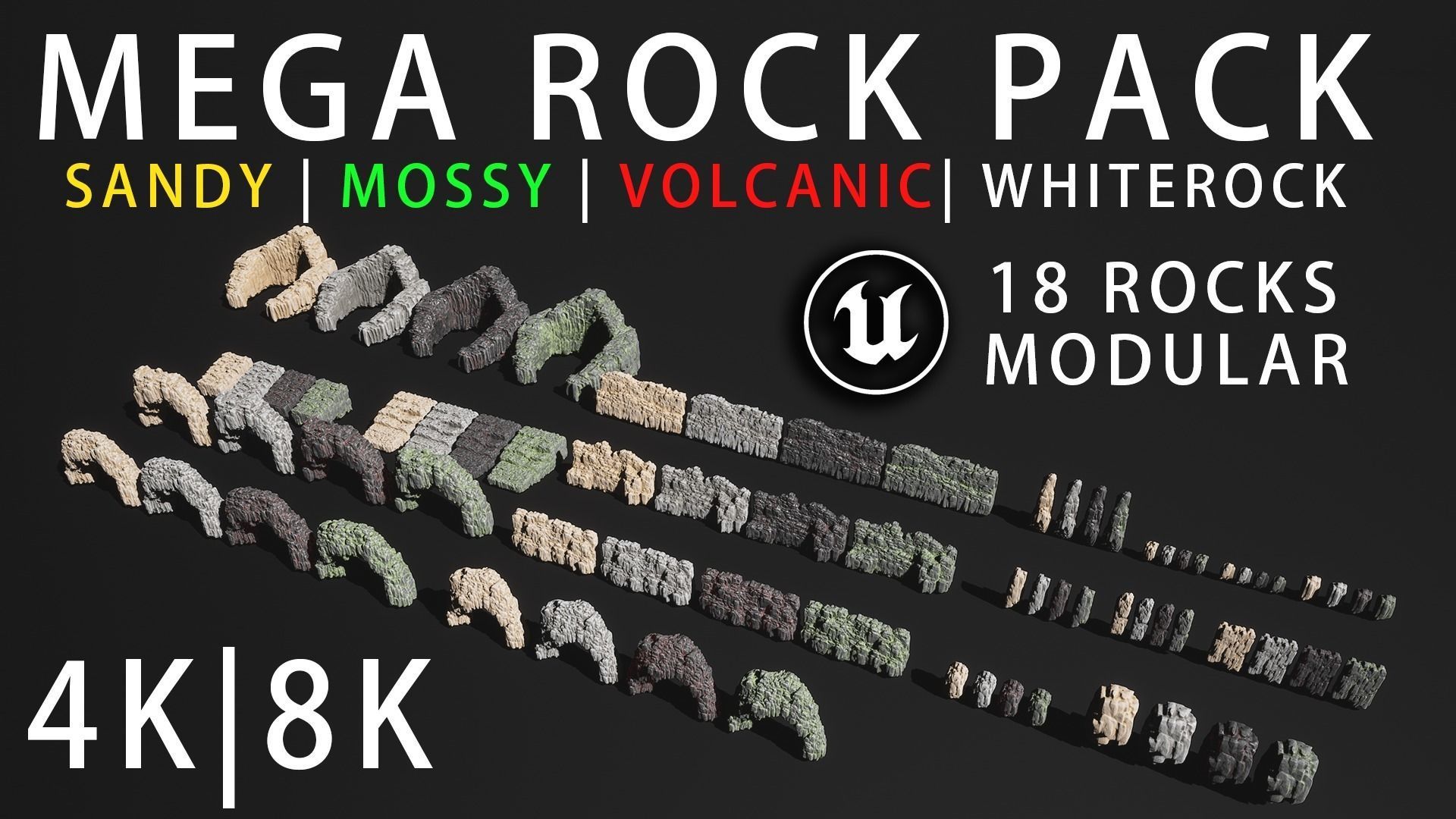 3D model Modular Mega Rock Pack - Granite VR / AR / low-poly | CGTrader