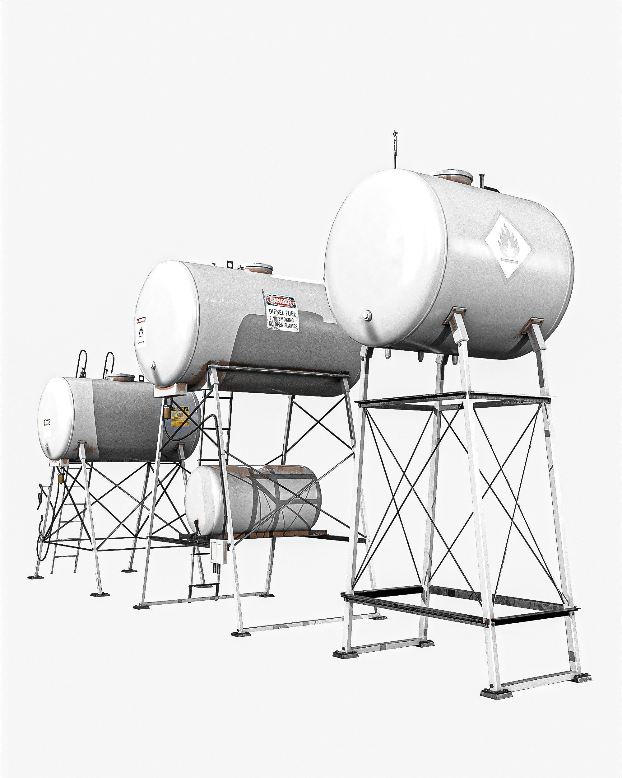 3D model Overhead Fuel Storage Tanks 3 Pakage VR / AR / low-poly | CGTrader