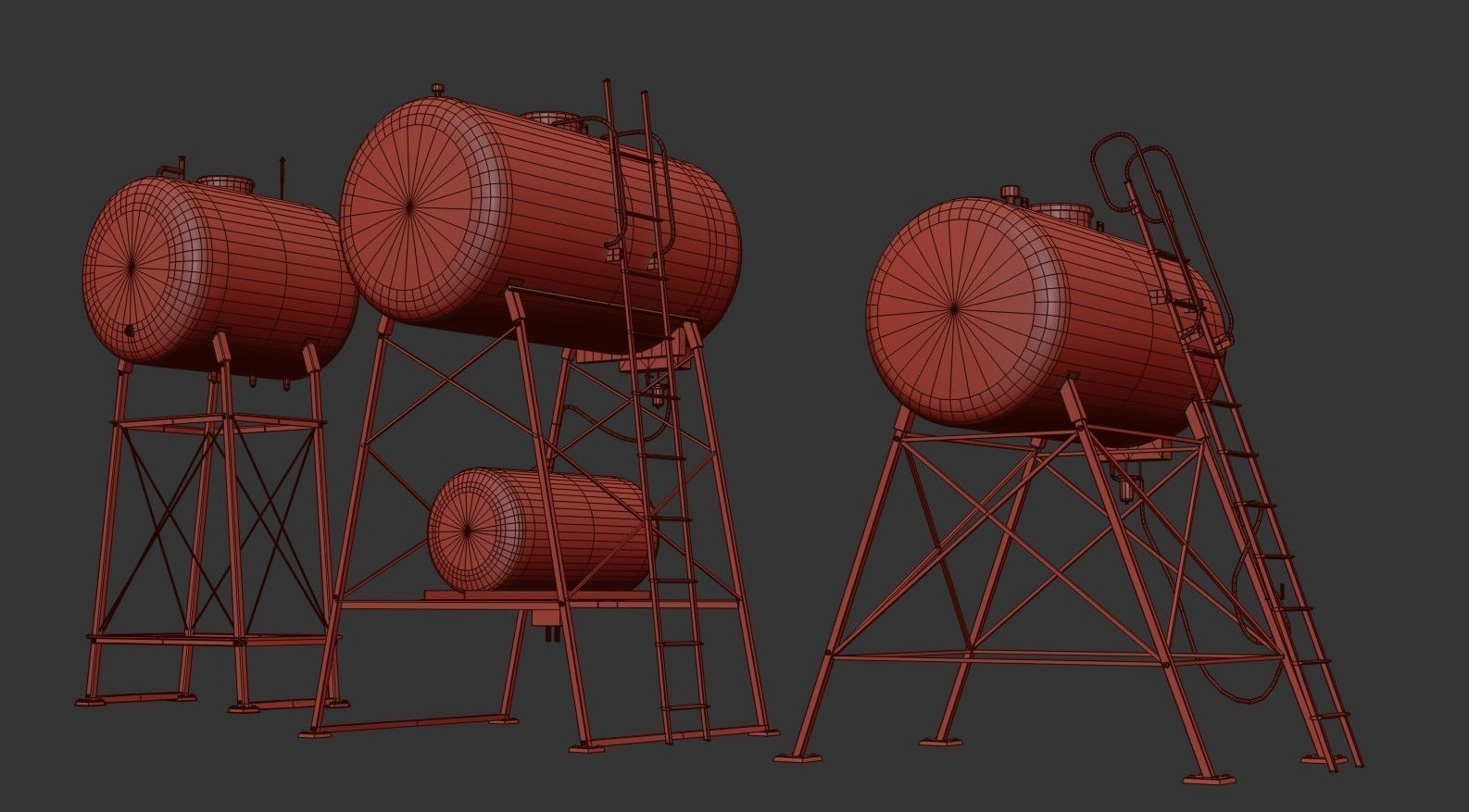 3D model Overhead Fuel Storage Tanks 3 Pakage VR / AR / low-poly | CGTrader