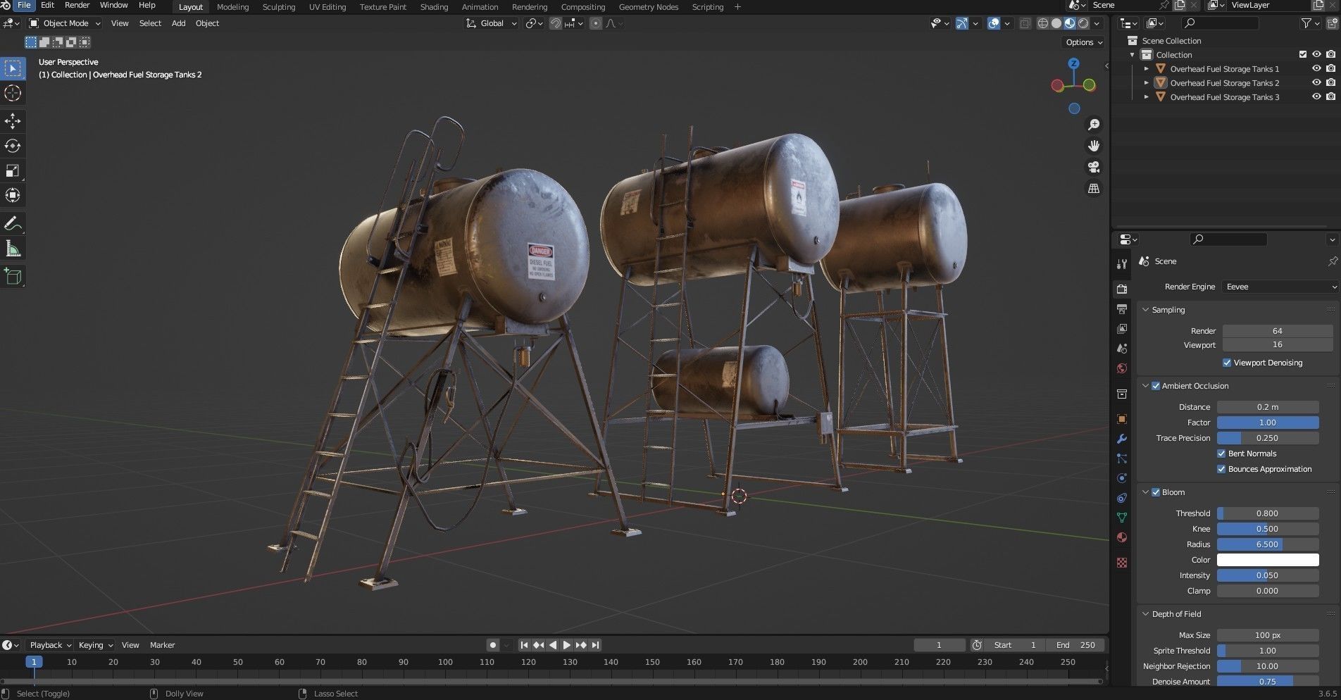 3D model Overhead Fuel Storage Tanks 3 Pakage VR / AR / low-poly | CGTrader