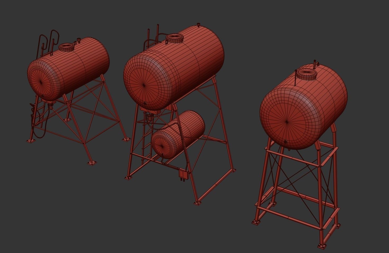 3D model Overhead Fuel Storage Tanks 3 Pakage VR / AR / low-poly | CGTrader