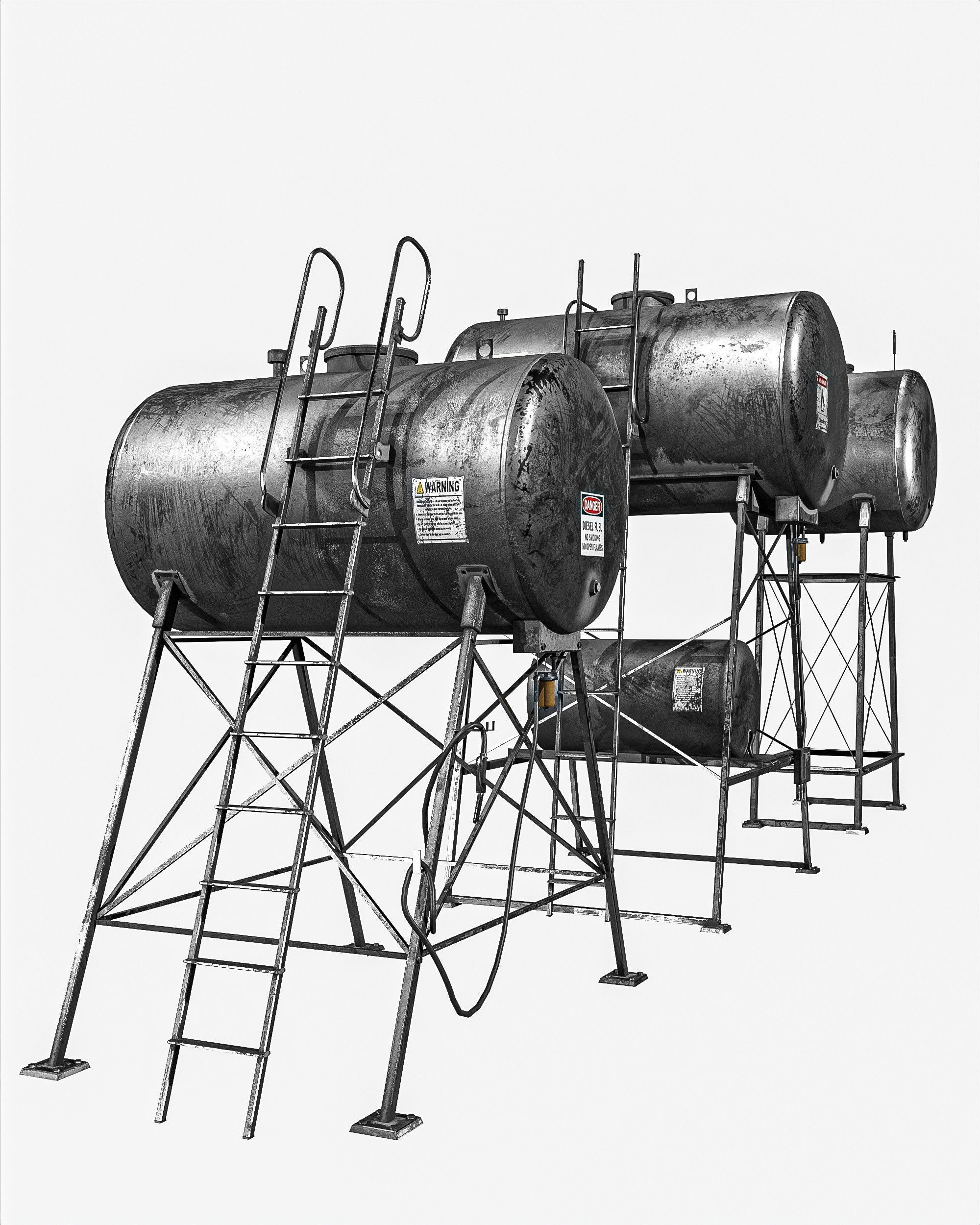 3D model Overhead Fuel Storage Tanks 3 Pakage VR / AR / low-poly | CGTrader