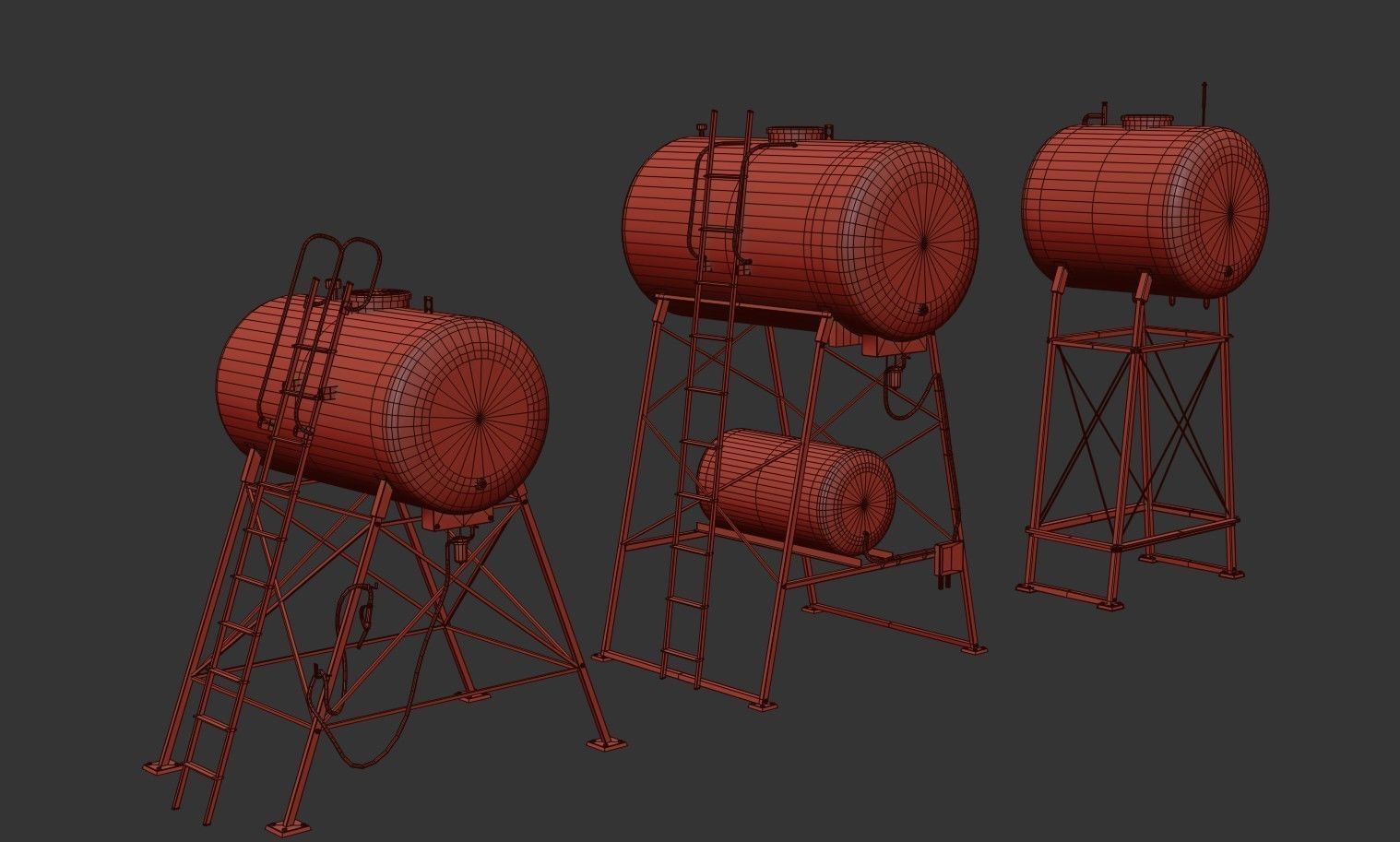 3D model Overhead Fuel Storage Tanks 3 Pakage VR / AR / low-poly | CGTrader