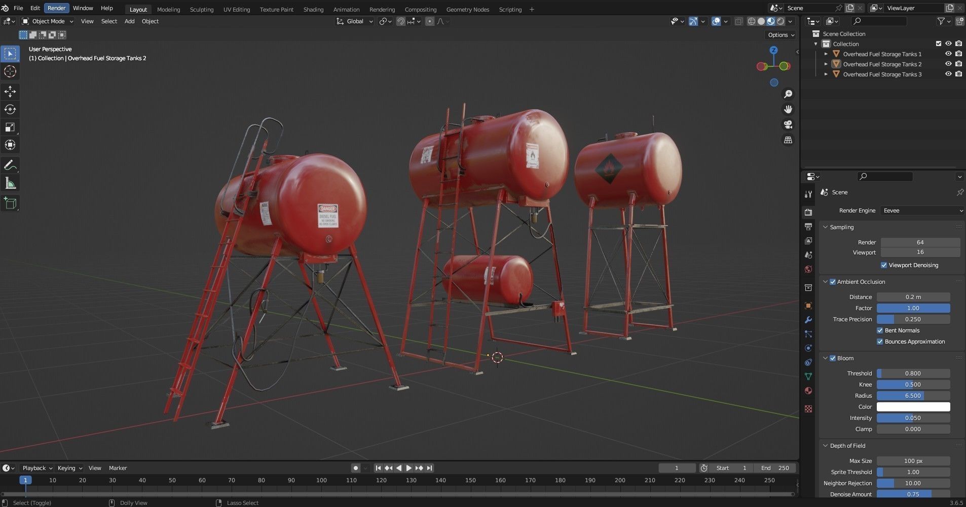3D model Overhead Fuel Storage Tanks 3 Pakage VR / AR / low-poly | CGTrader