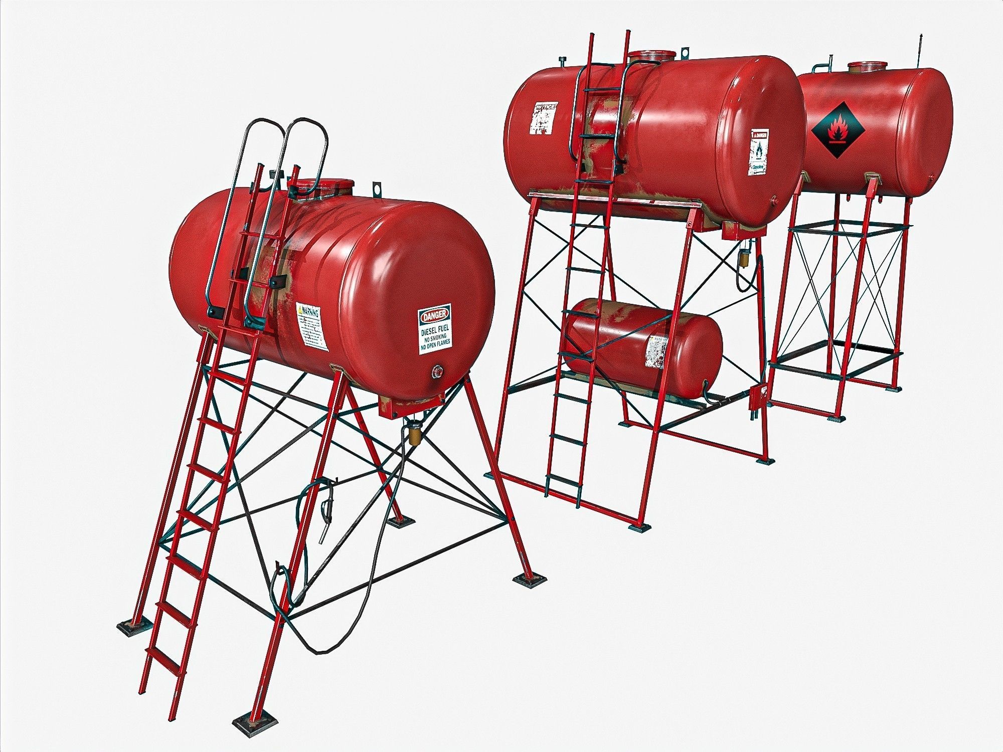 3D model Overhead Fuel Storage Tanks 3 Pakage VR / AR / low-poly | CGTrader