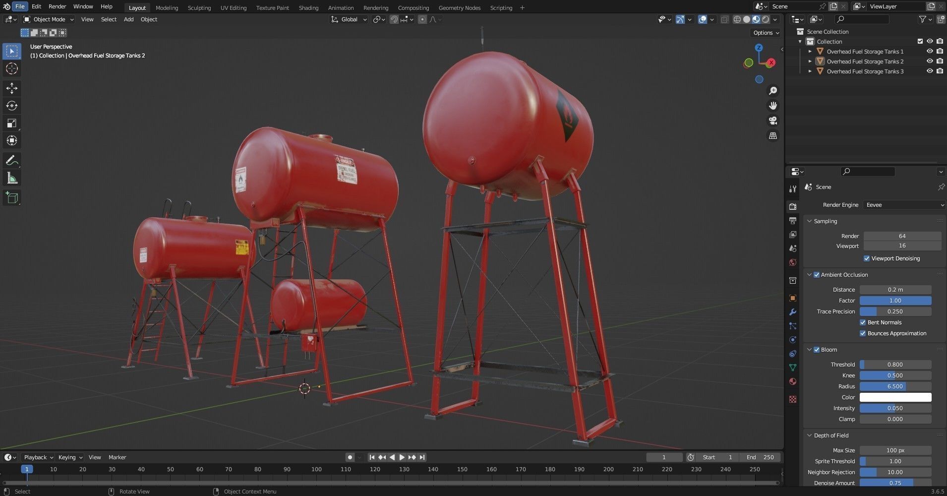3D model Overhead Fuel Storage Tanks 3 Pakage VR / AR / low-poly | CGTrader
