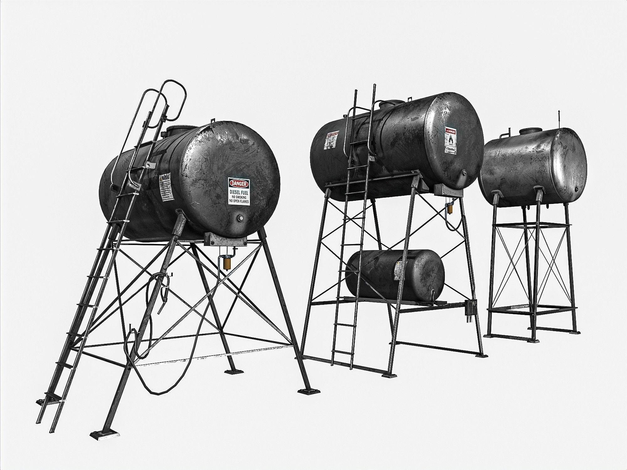 3D model Overhead Fuel Storage Tanks 3 Pakage VR / AR / low-poly | CGTrader