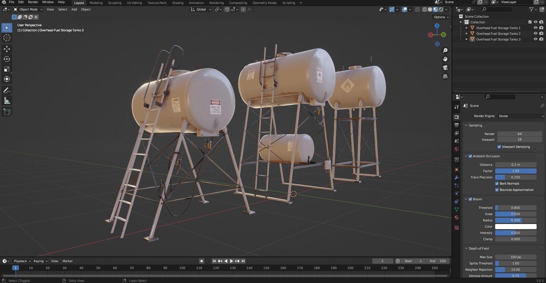 3D model Overhead Fuel Storage Tanks 3 Pakage VR / AR / low-poly | CGTrader