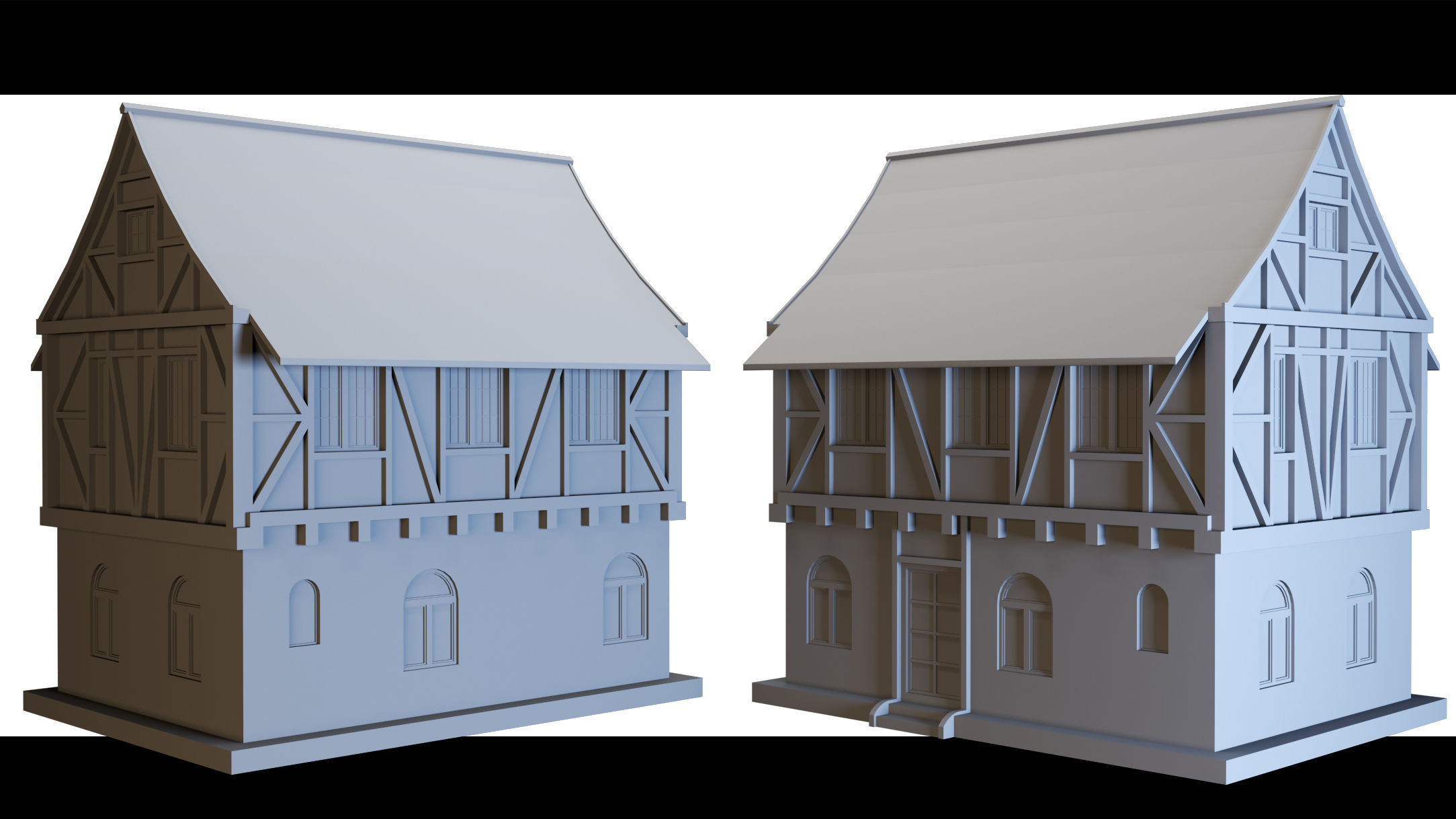 4 Medieval House- Base Meshes 3D model | CGTrader