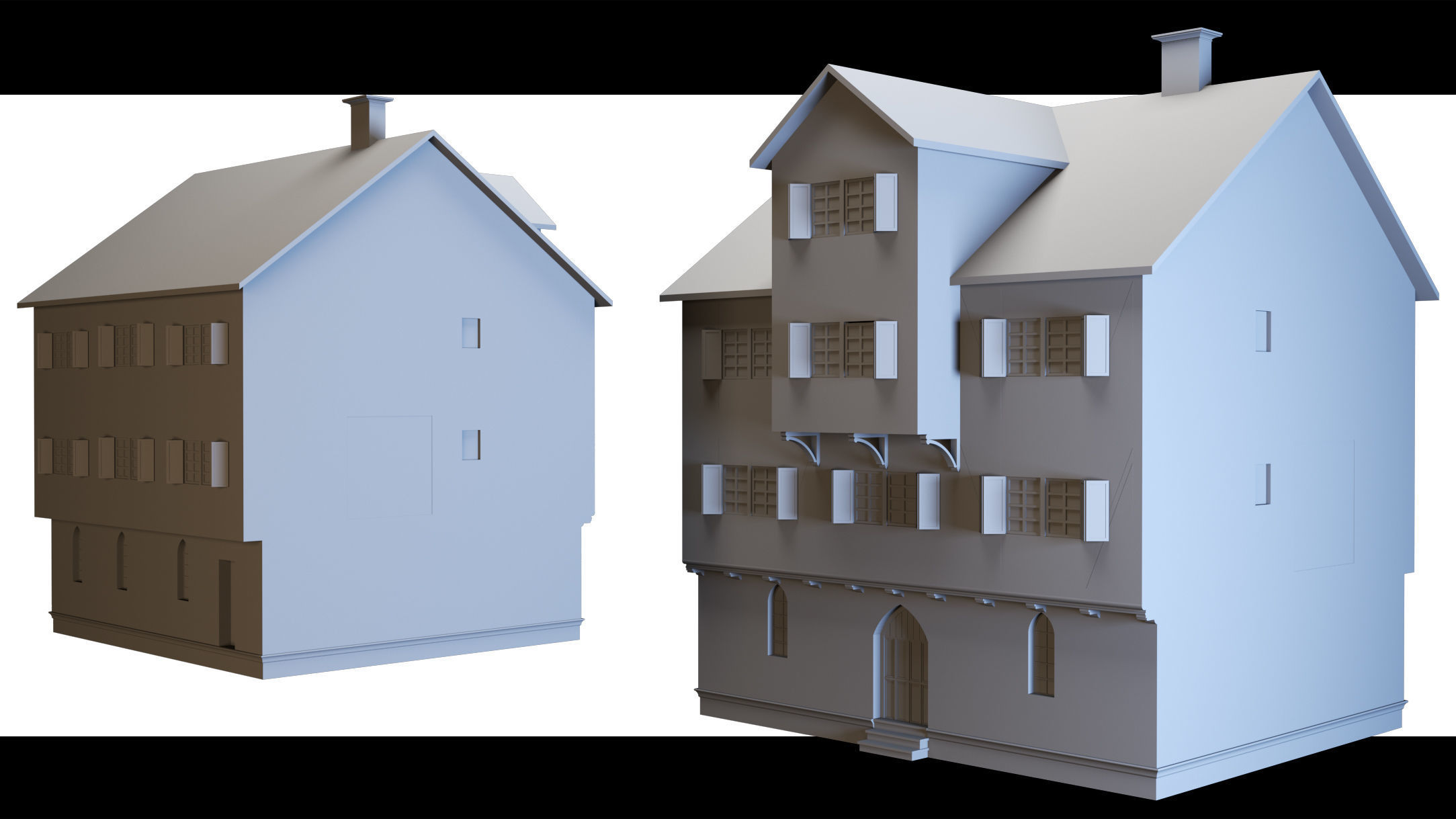 4 Medieval House- Base Meshes 3D model | CGTrader