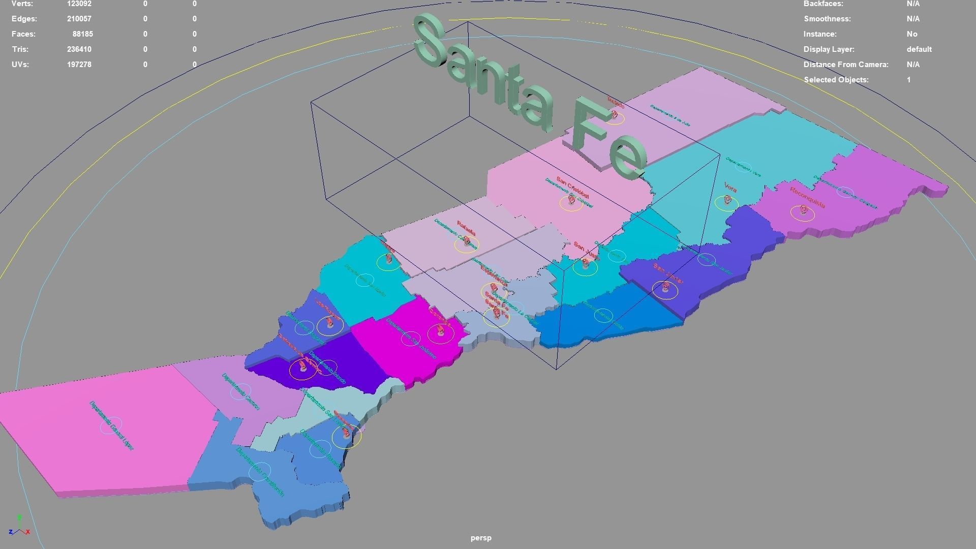 Santa Fe Argentina map region geography political geographic 3D model ...